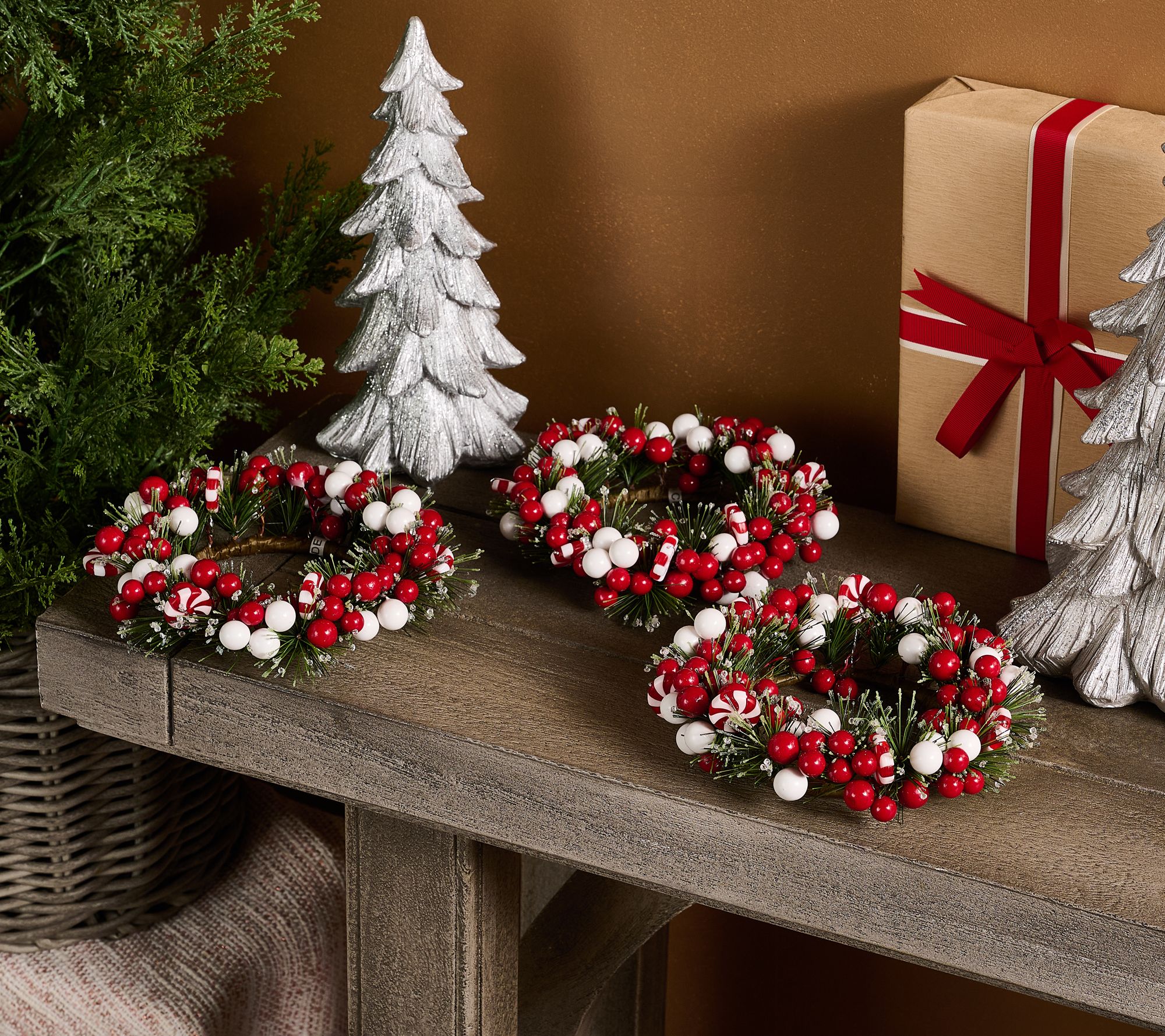 Set of 3 Peppermint and Berry Candle Rings by Valerie - QVC.com