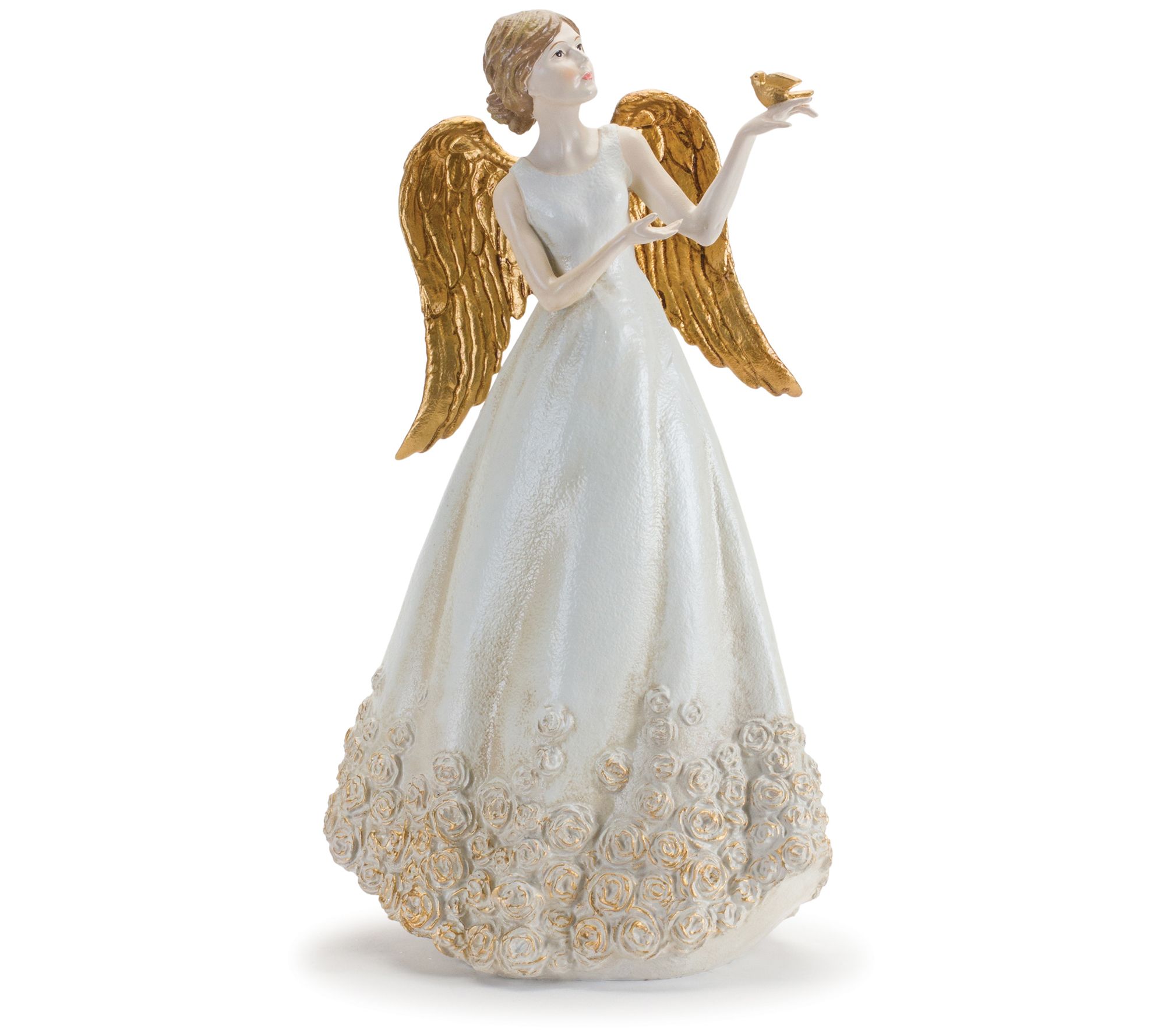 Melrose Angel with Gold Rose Accents (Set of 2) - QVC.com