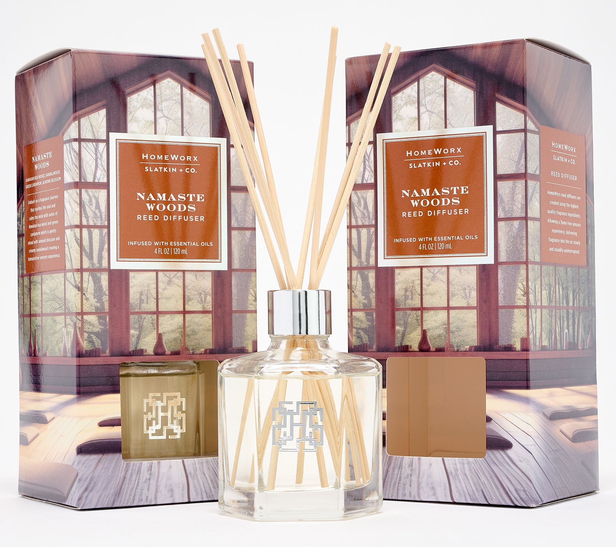 HomeWorx by Slatkin + Co. S/2 Reed Diffusers Namaste Woods - QVC.com