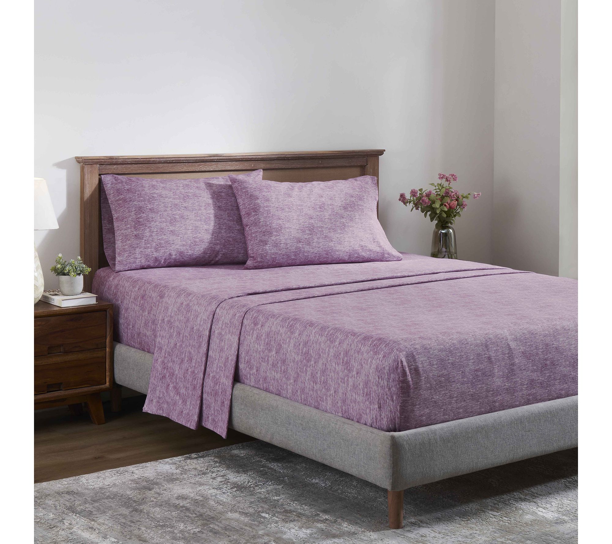 Superior Melange Flannel Cotton Deep Pocket Sheet Set, Full - QVC.com