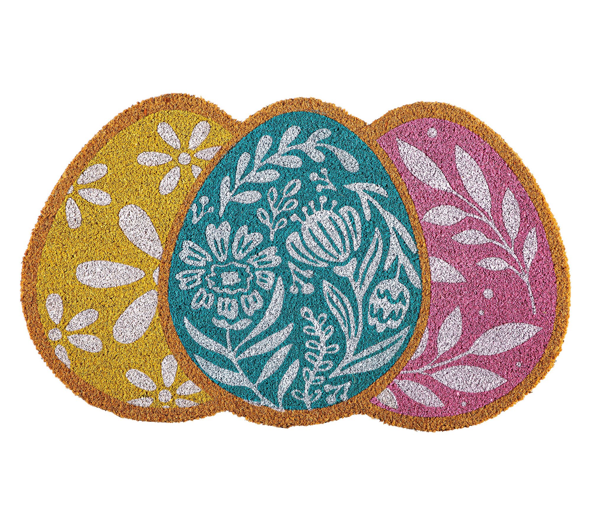 Evergreen Happy Easter Floral Egg Shaped Coir Door Mat - QVC.com