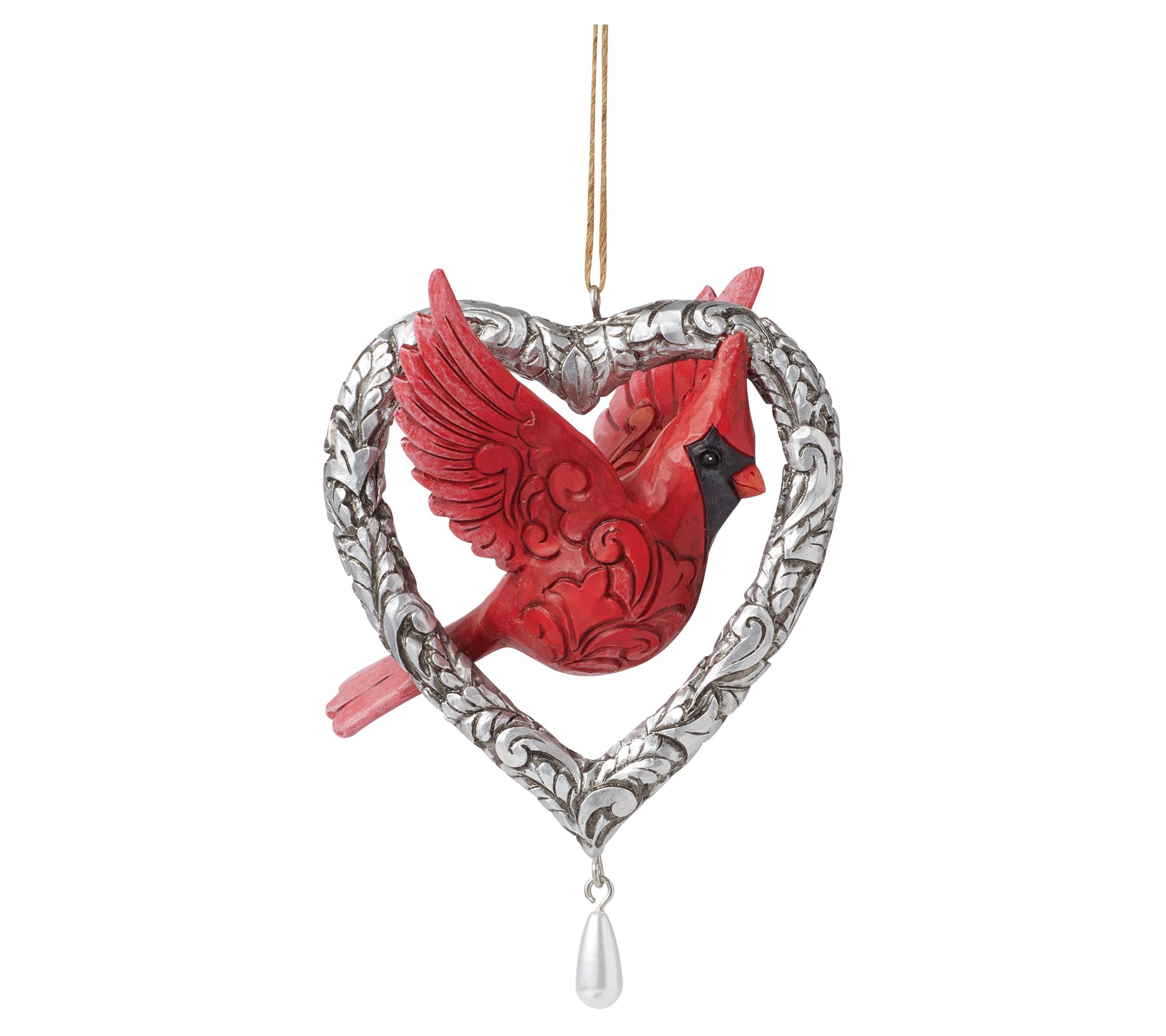 Jim Shore Caring Cardinal Forever in My Heart Ornament 5" - QVC.com