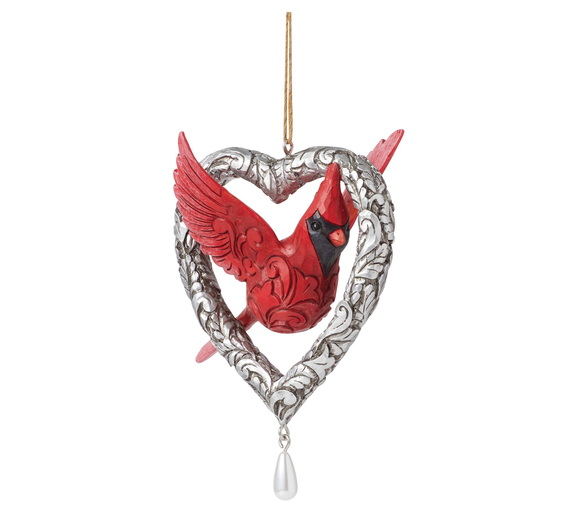 Jim Shore Caring Cardinal Forever in My Heart Ornament 5" - QVC.com