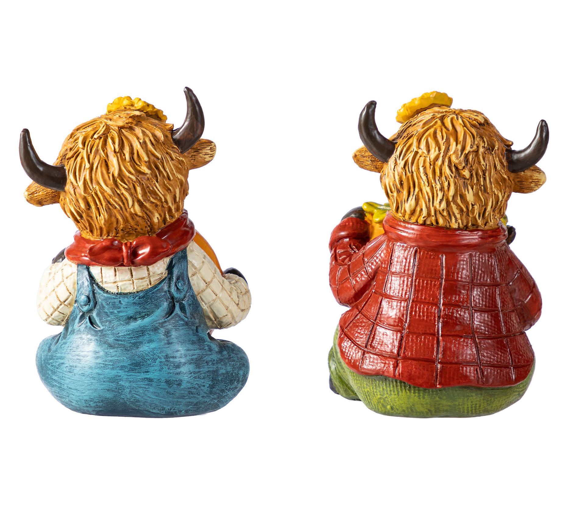 Glitzhome 4"H Fall Harvest Resin Highland Cow Table Decor S/2 - QVC.com