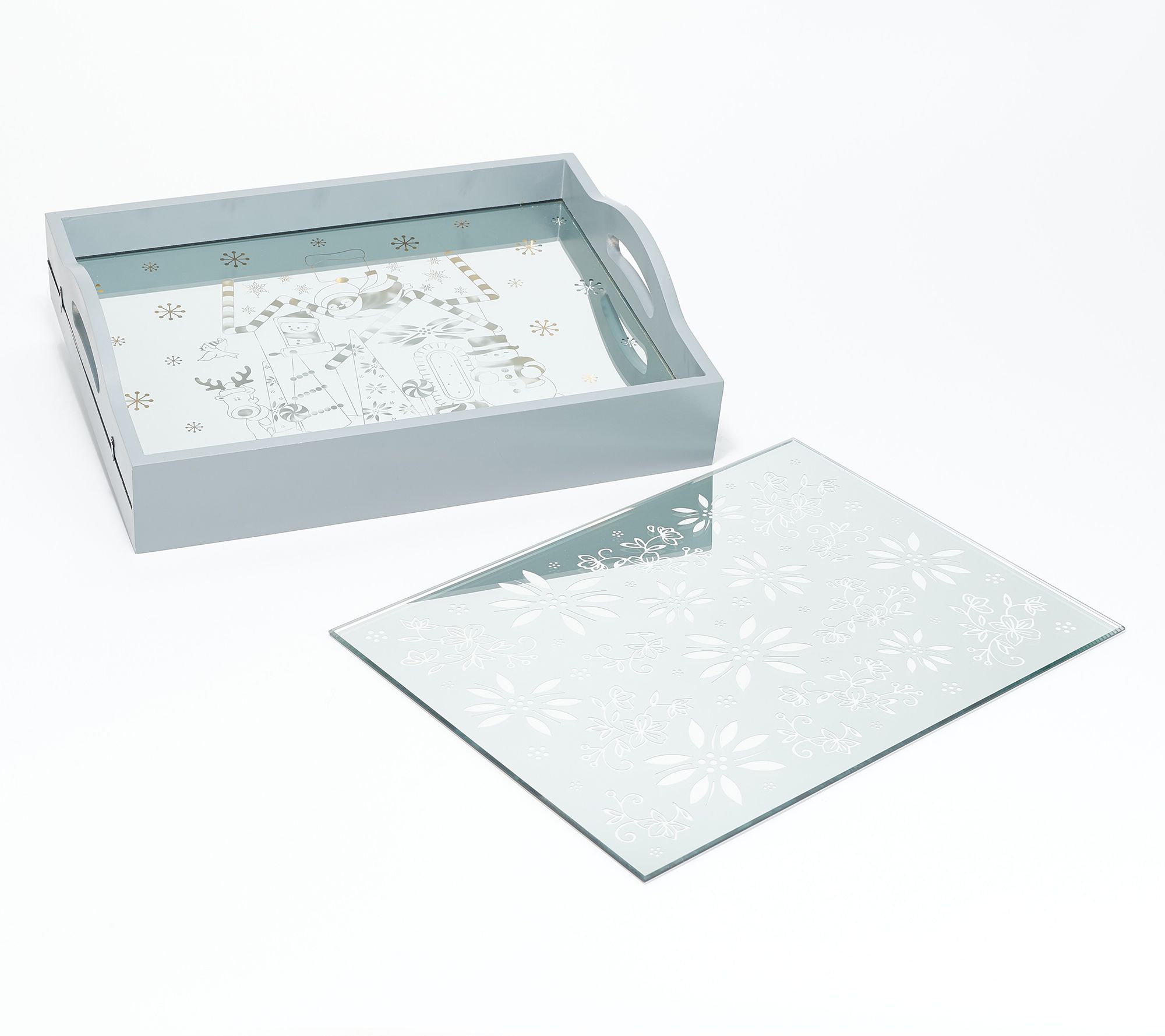 "As Is" Temp-tations Illuminated Tray w/ (2) Glass Inserts - QVC.com