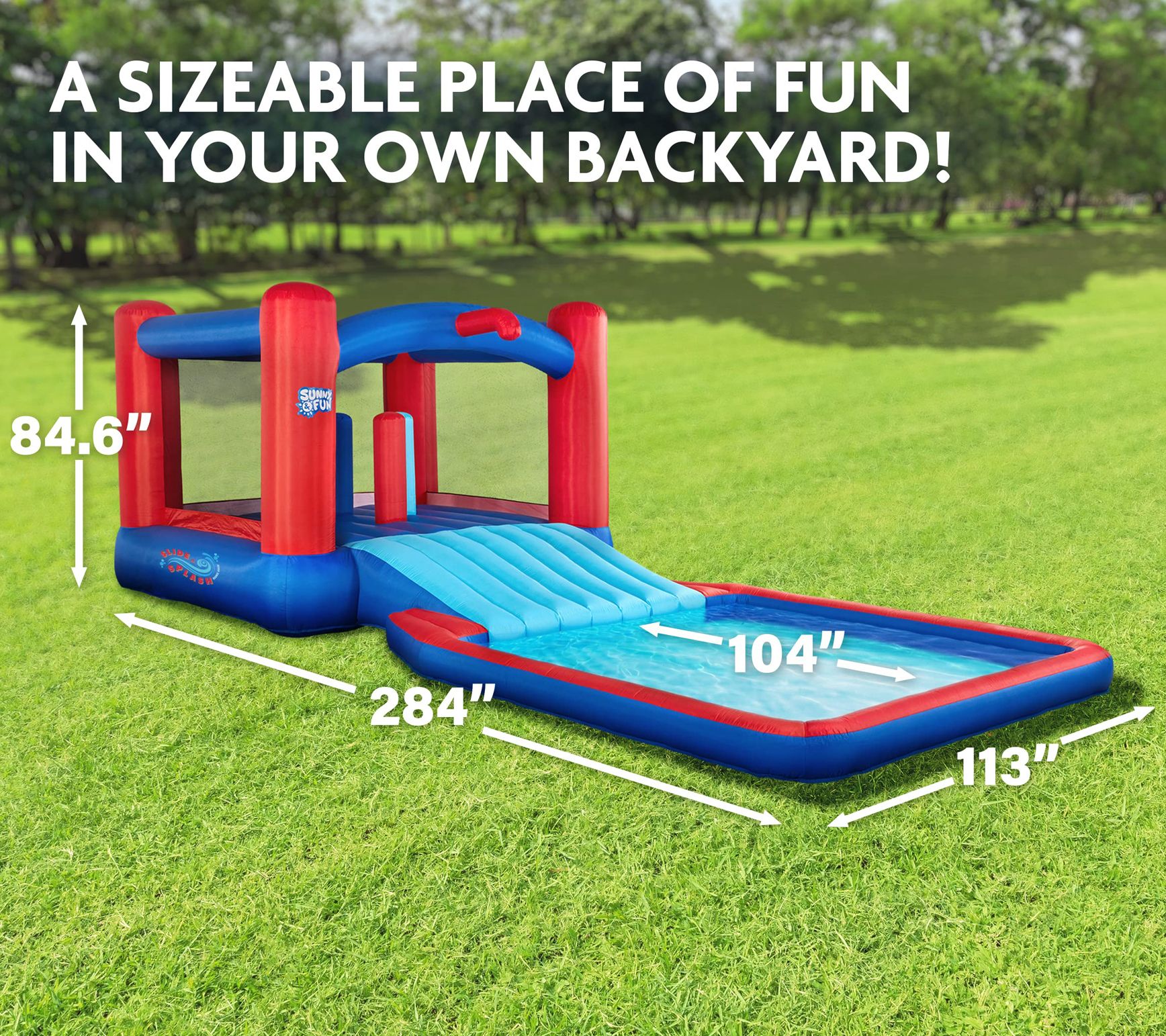 Sunny & Fun Slide N' Splash Bounce House Inflat able Water Sli - QVC.com