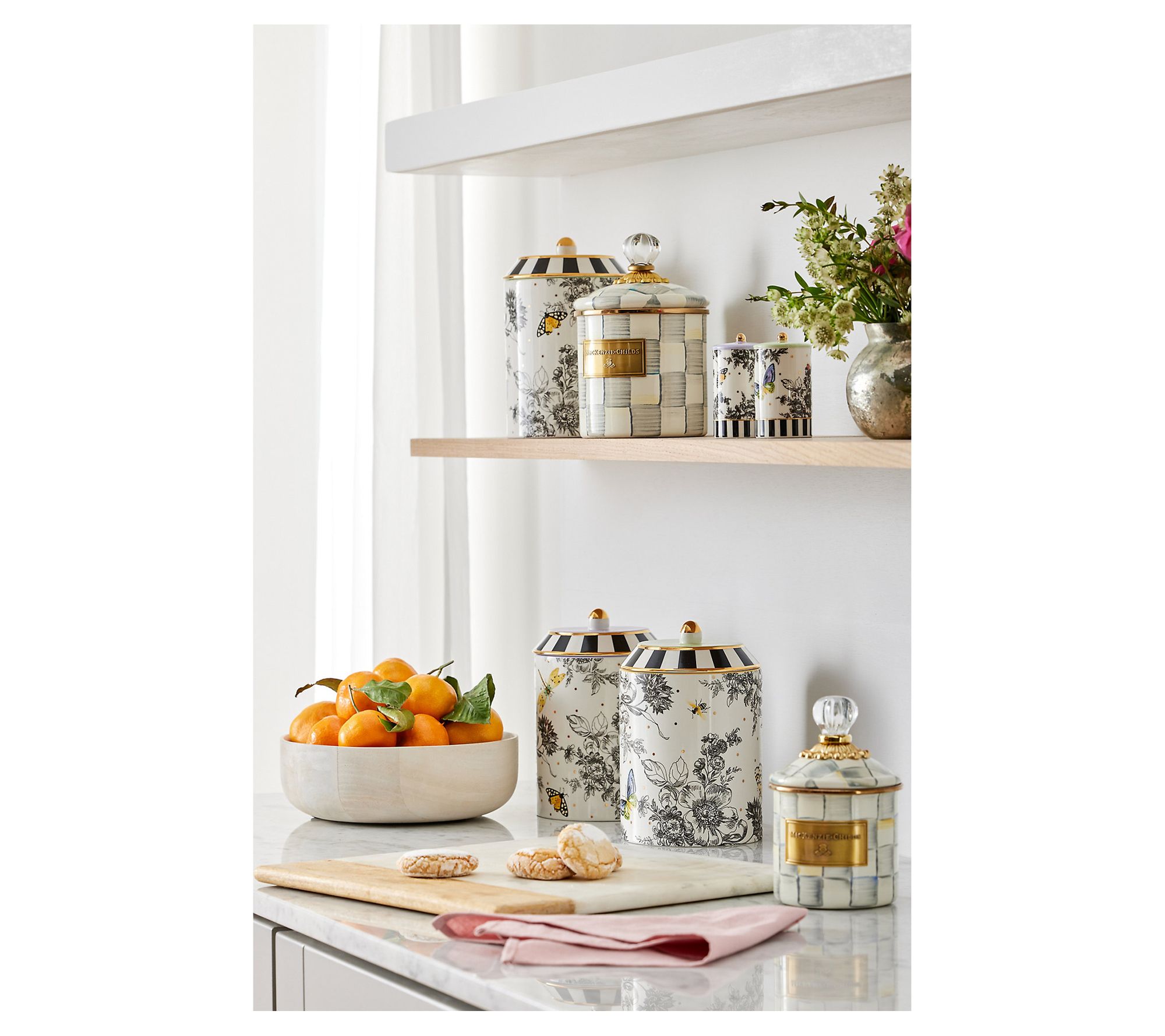 MacKenzie-Childs Butterfly Toile Canisters, Setof 3 - QVC.com