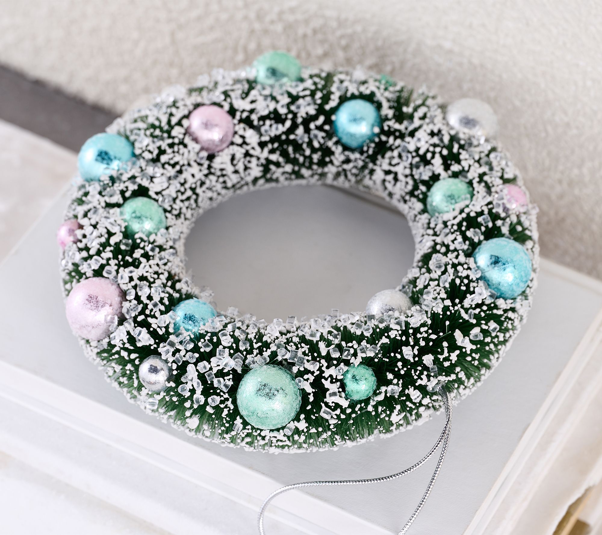 Set of 3 Bottlebrush Candle Rings with Ornaments by Valerie - QVC.com