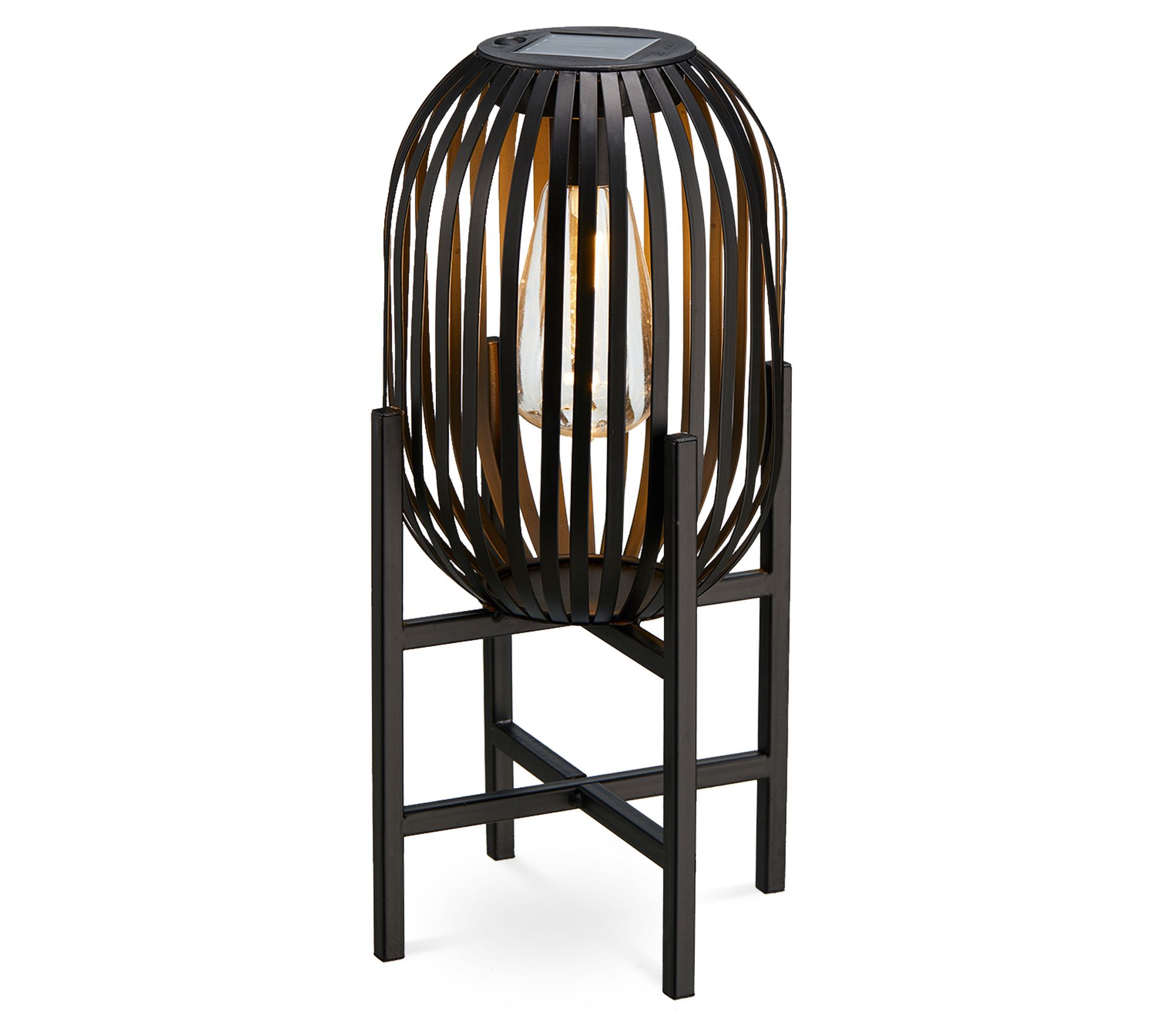 Glitzhome 14.25 " Metal Striped Solar Powered Outdoor Lantern - QVC.com