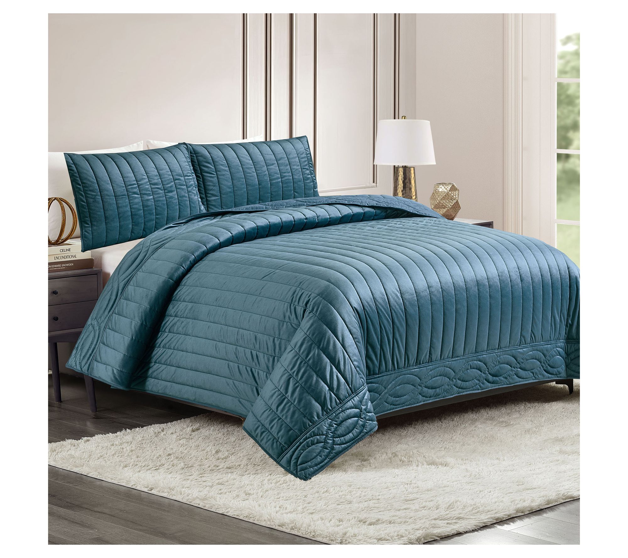 Dee Ocleppo Velvet Cable 3-Piece Full/Queen Quilt Set - QVC.com