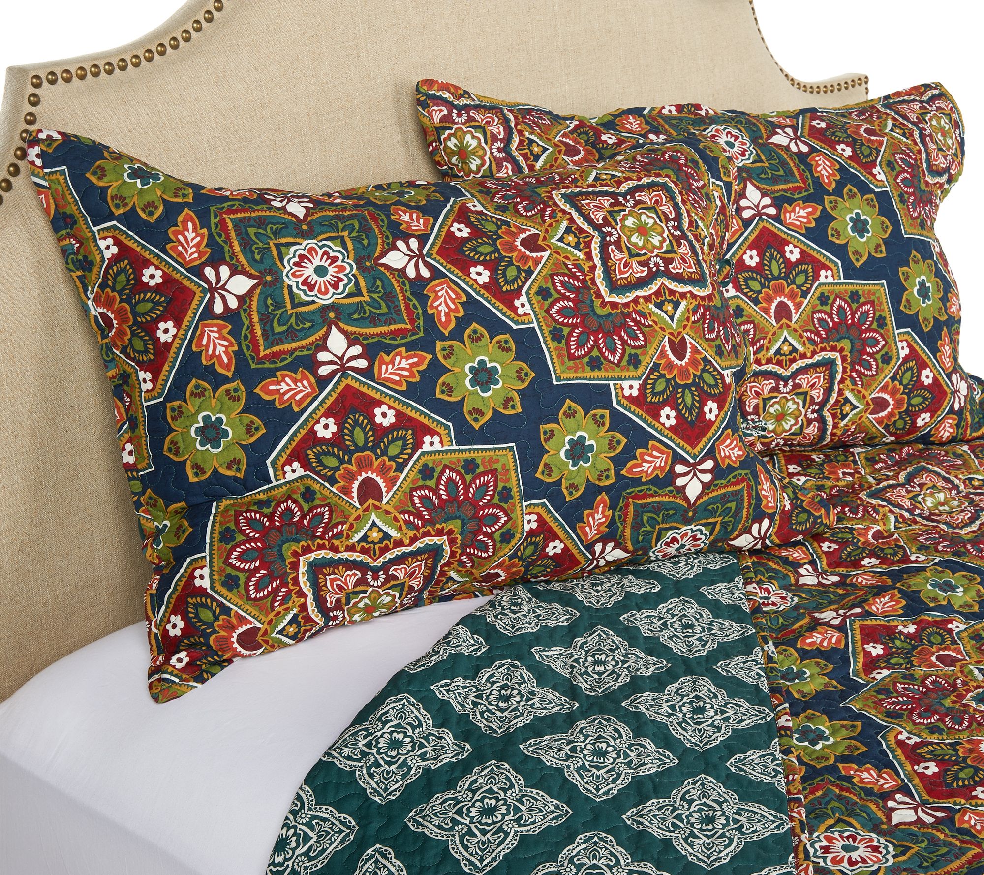 Home Resort Geometric Floral 100% Cotton Quilt With Sham(s) - QVC.com