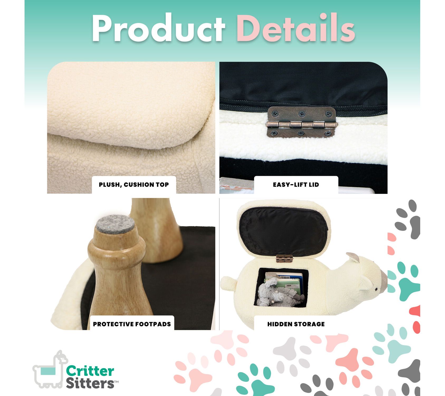 Critter Sitters 15" Seat Height White Llama Storage Ottoman - QVC.com