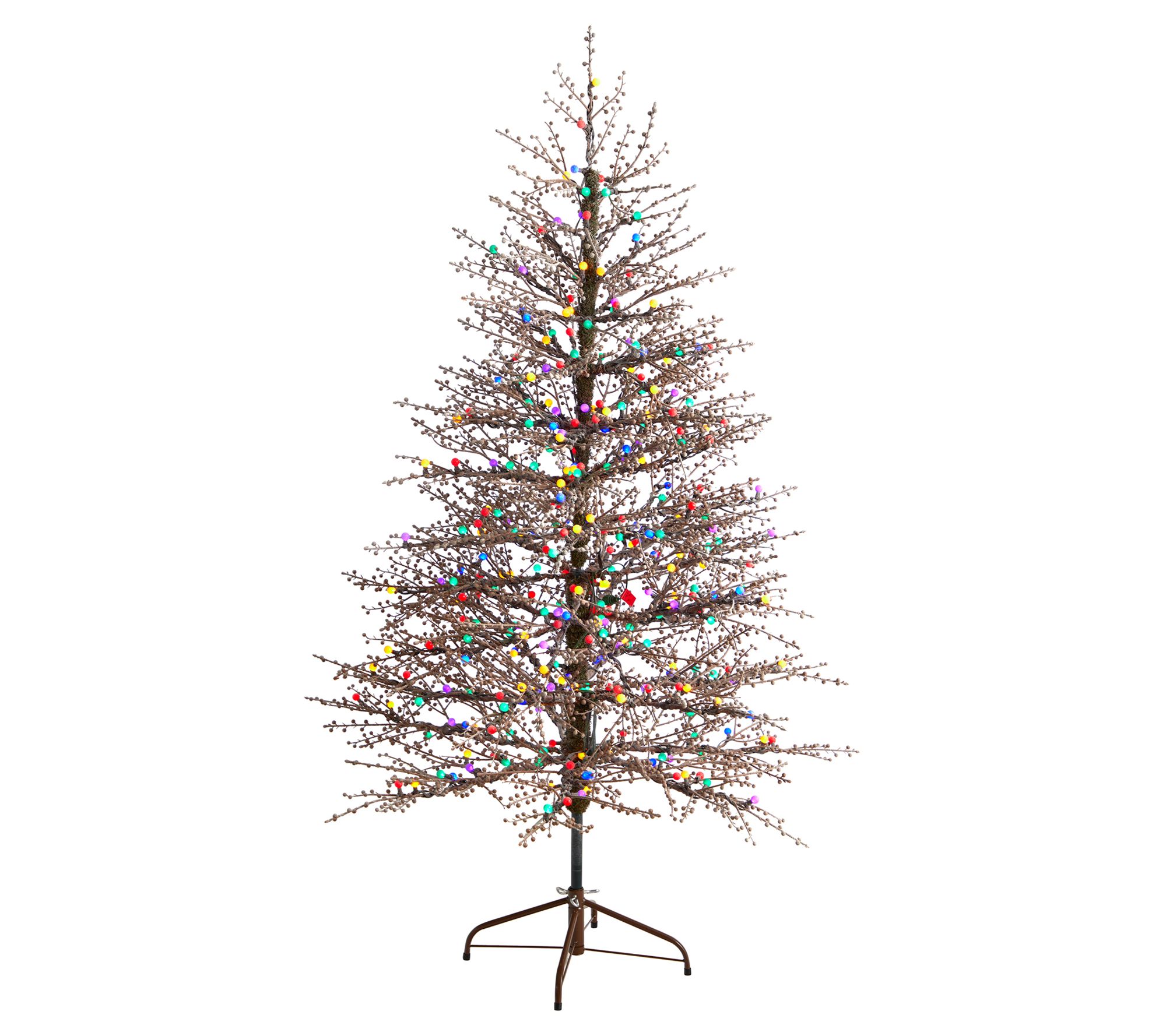 Nearly Natural 6' Frosted Berry Twig Tree with 350 Lights - QVC.com