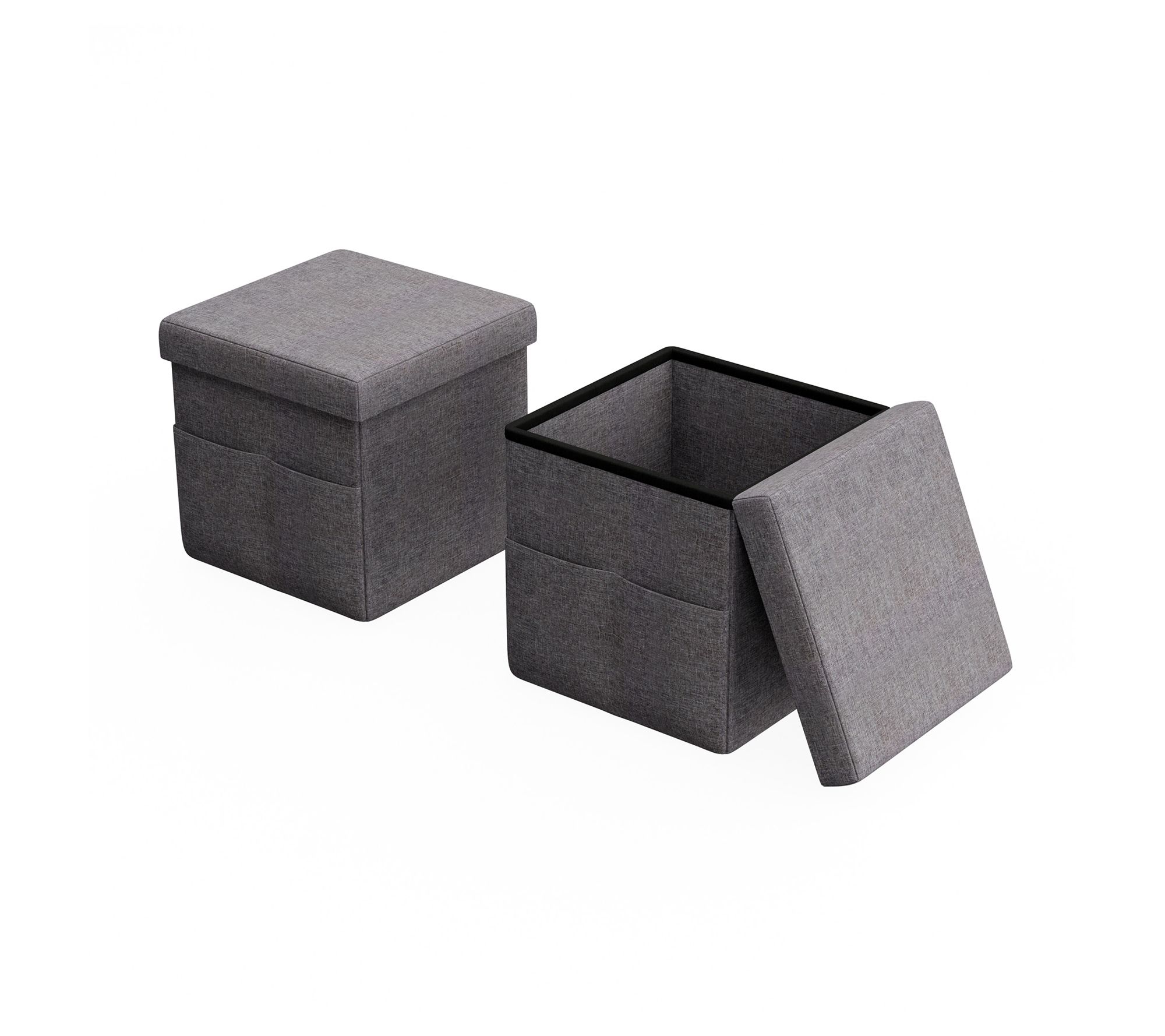 Lavish Home 2-Piece Set Ottomans w/Pockets Storage Organizers - QVC.com