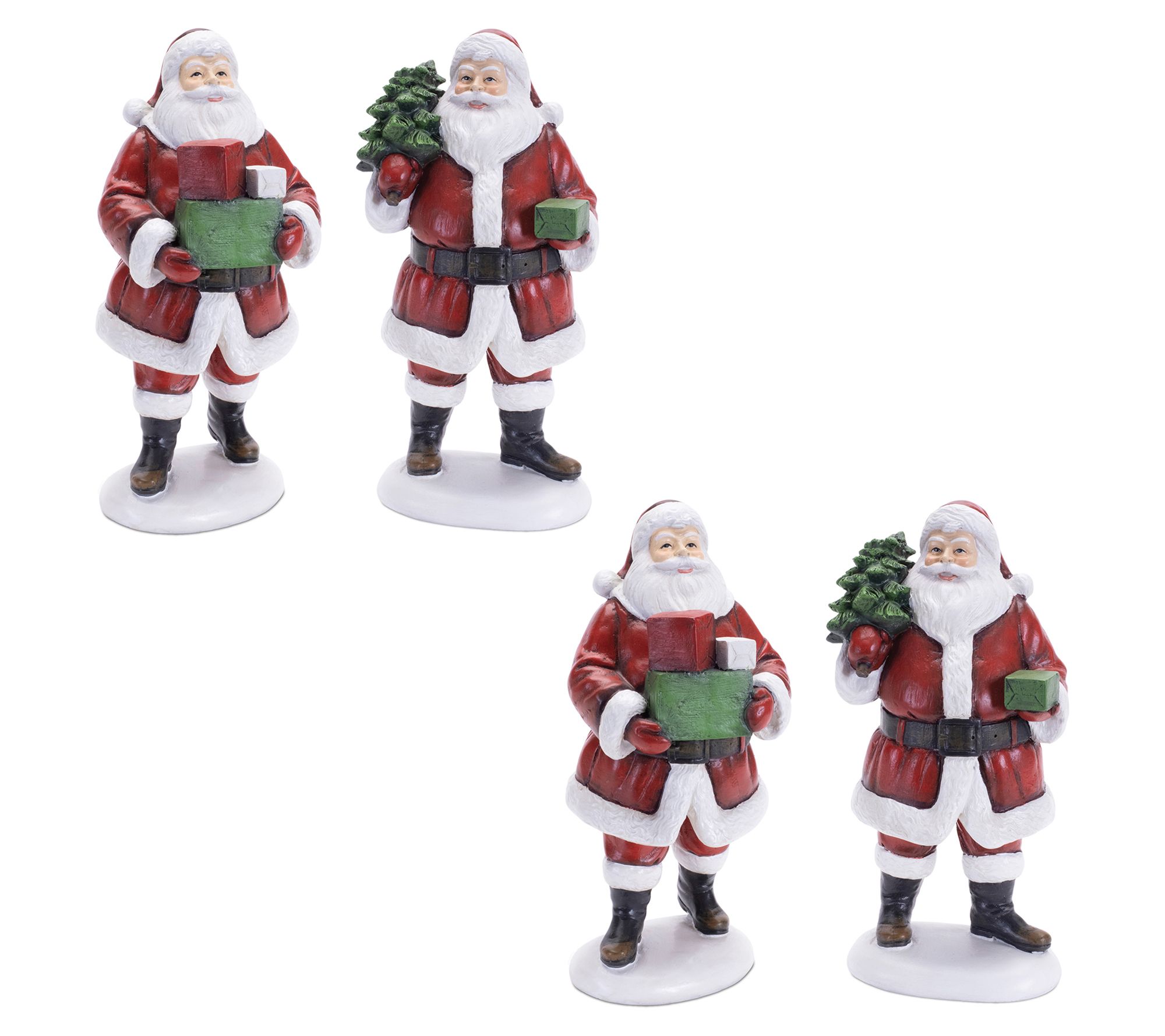 Melrose Traditional Santa with Presents Figurine (Set of 4) - QVC.com