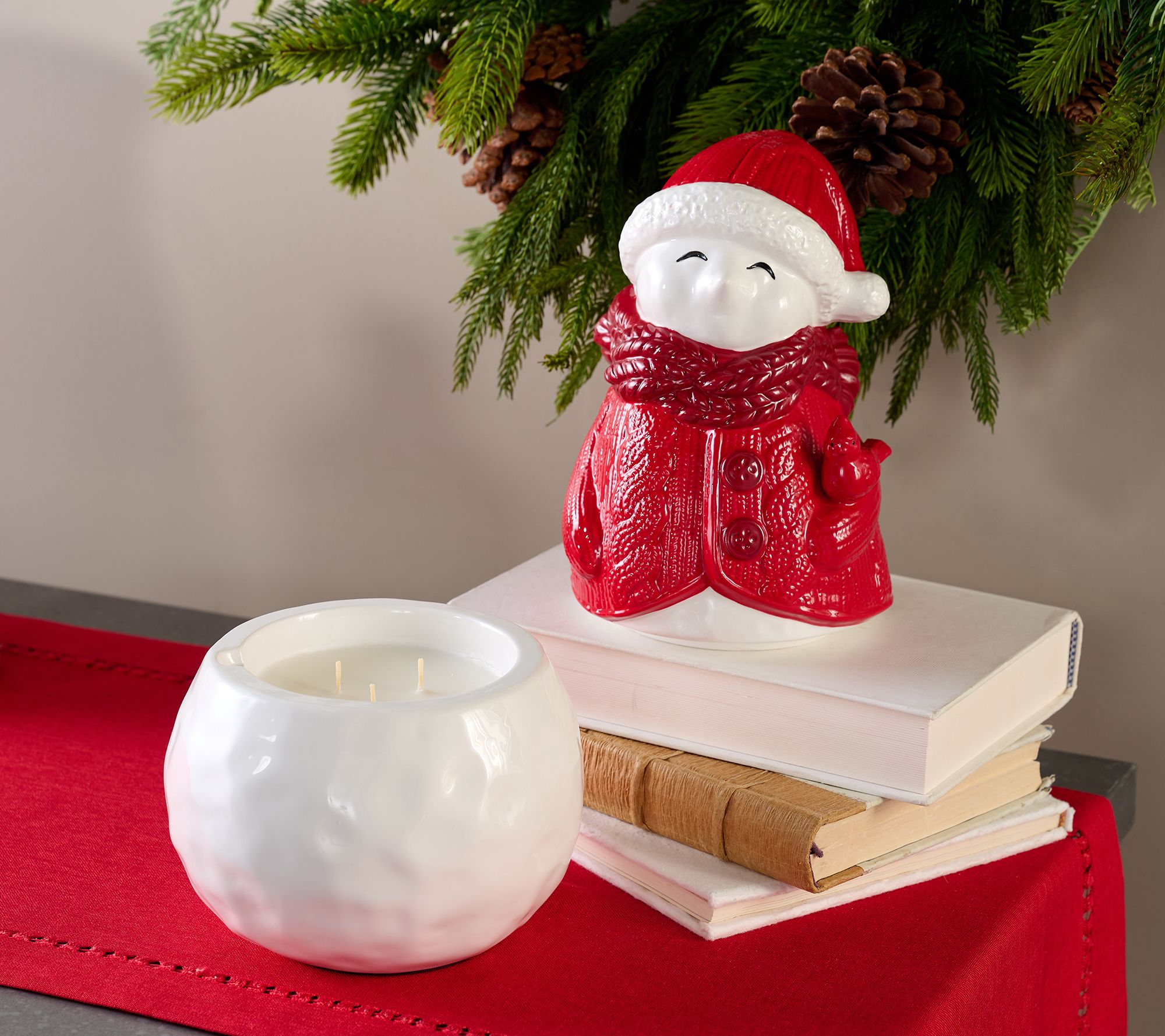 "As Is" HomeWorx by Slatkin + Co. 14oz Ceramic Snowman Candle - QVC.com