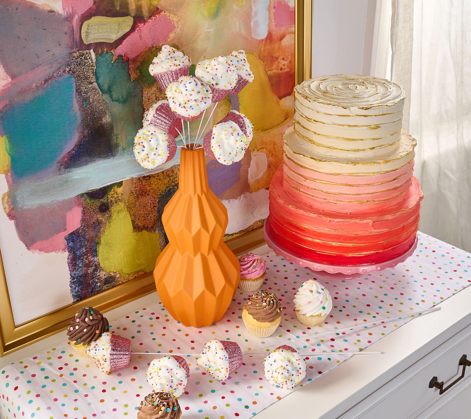 Set of 6 Sugared Cupcake Picks with Sprinkles by Valerie - QVC.com