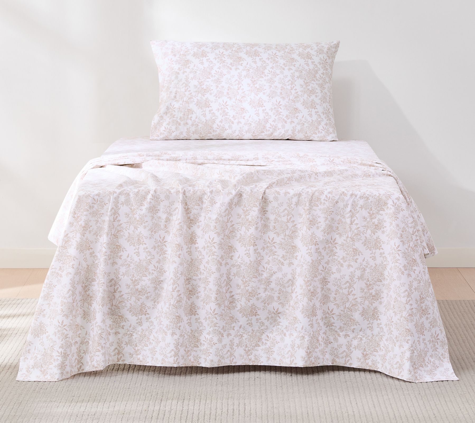 Lush Decor Peony Toile Cotton Sheet Set Peach 3-Piece Set Twin - QVC.com