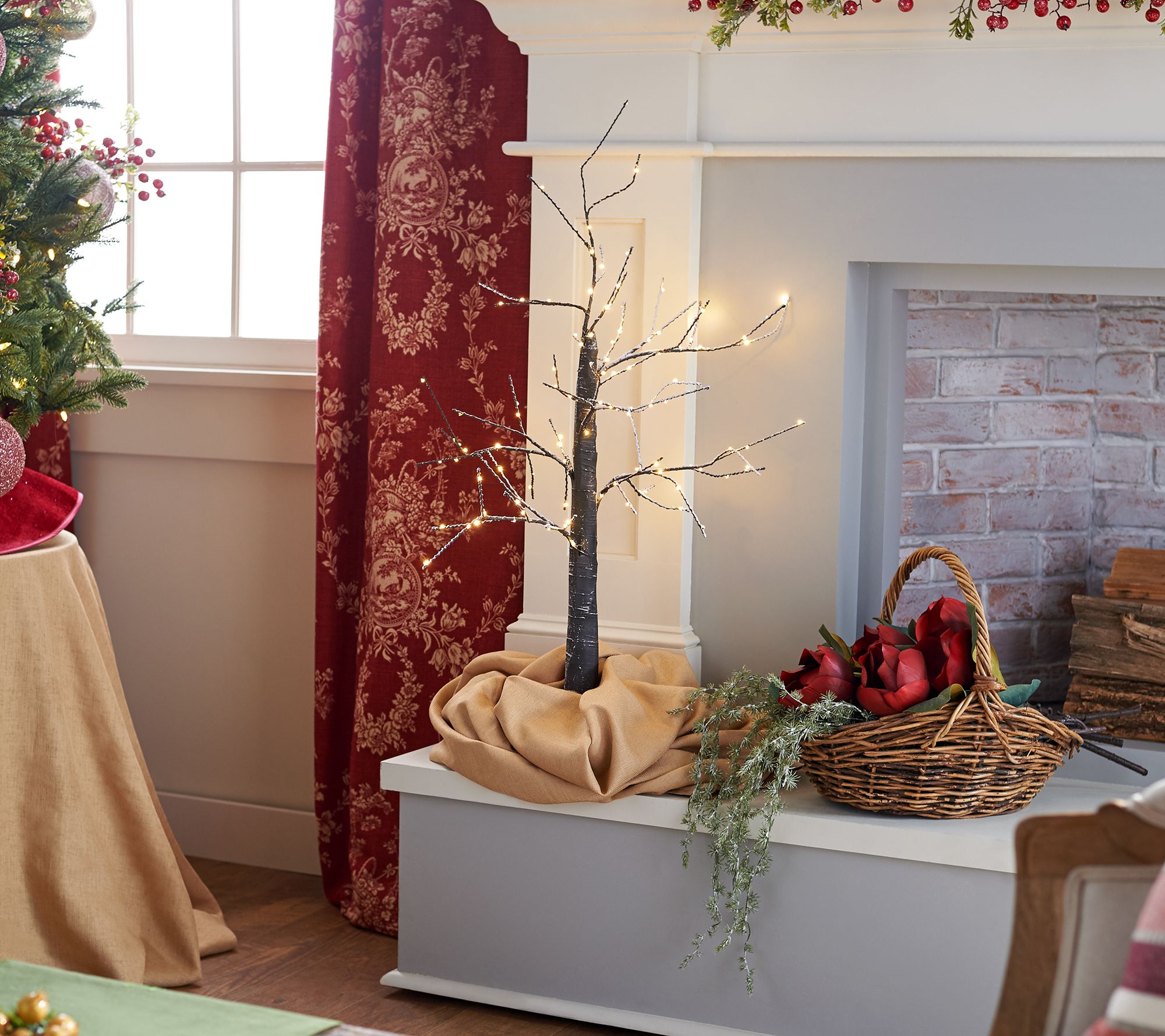 Indoor/ Outdoor Illuminated Birch Tree with Base by Valerie - QVC.com