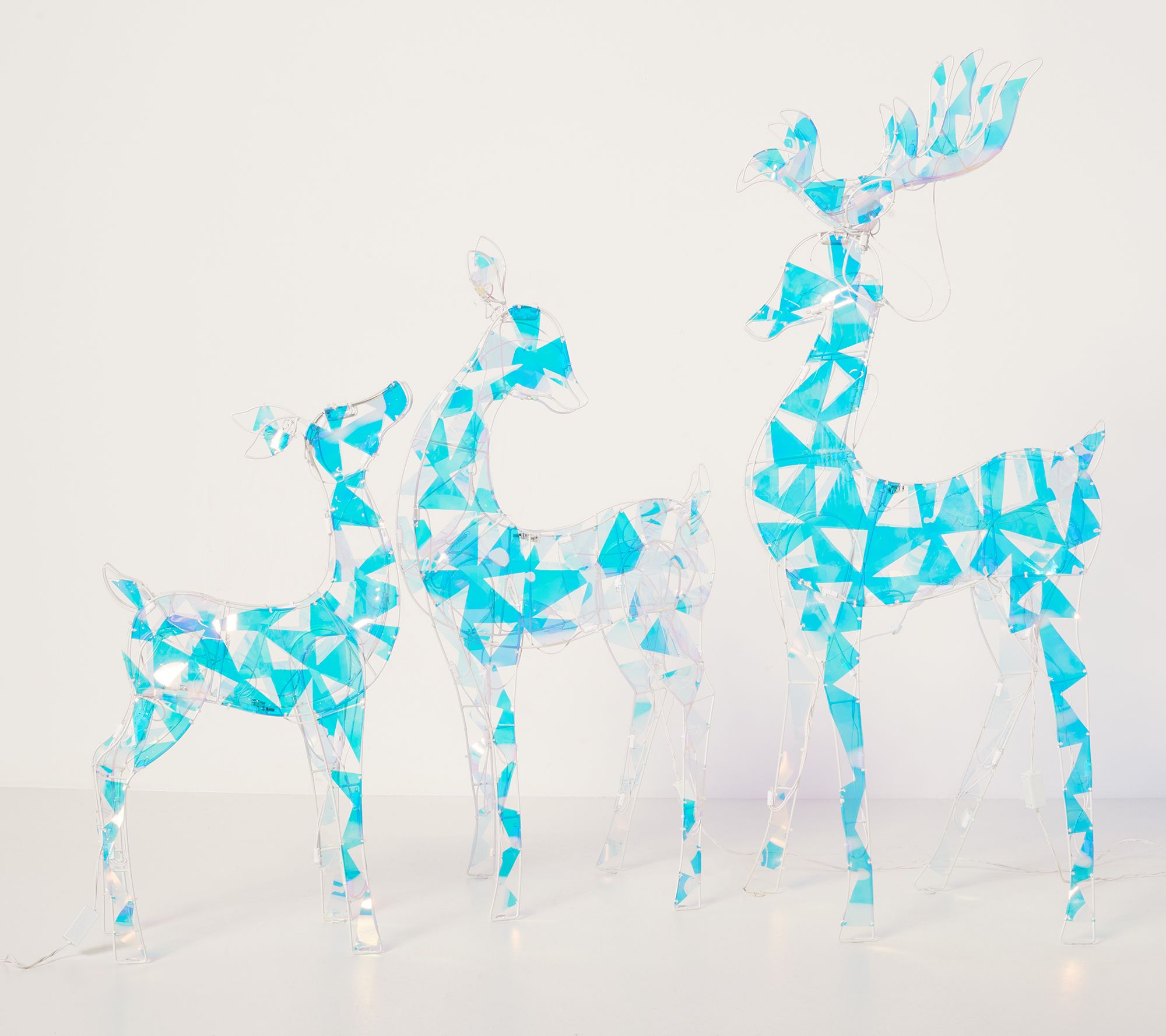 Kringle Express S/3 Lit Outdoor Flat-tastic Iridescent Deer Family ...