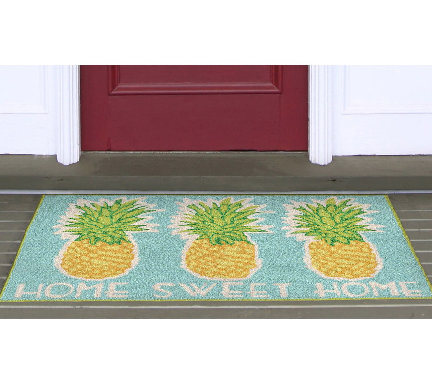 Liora Manne Frontporch Home Sweet Home In/Out Rug Aqua 20"x30 - QVC.com