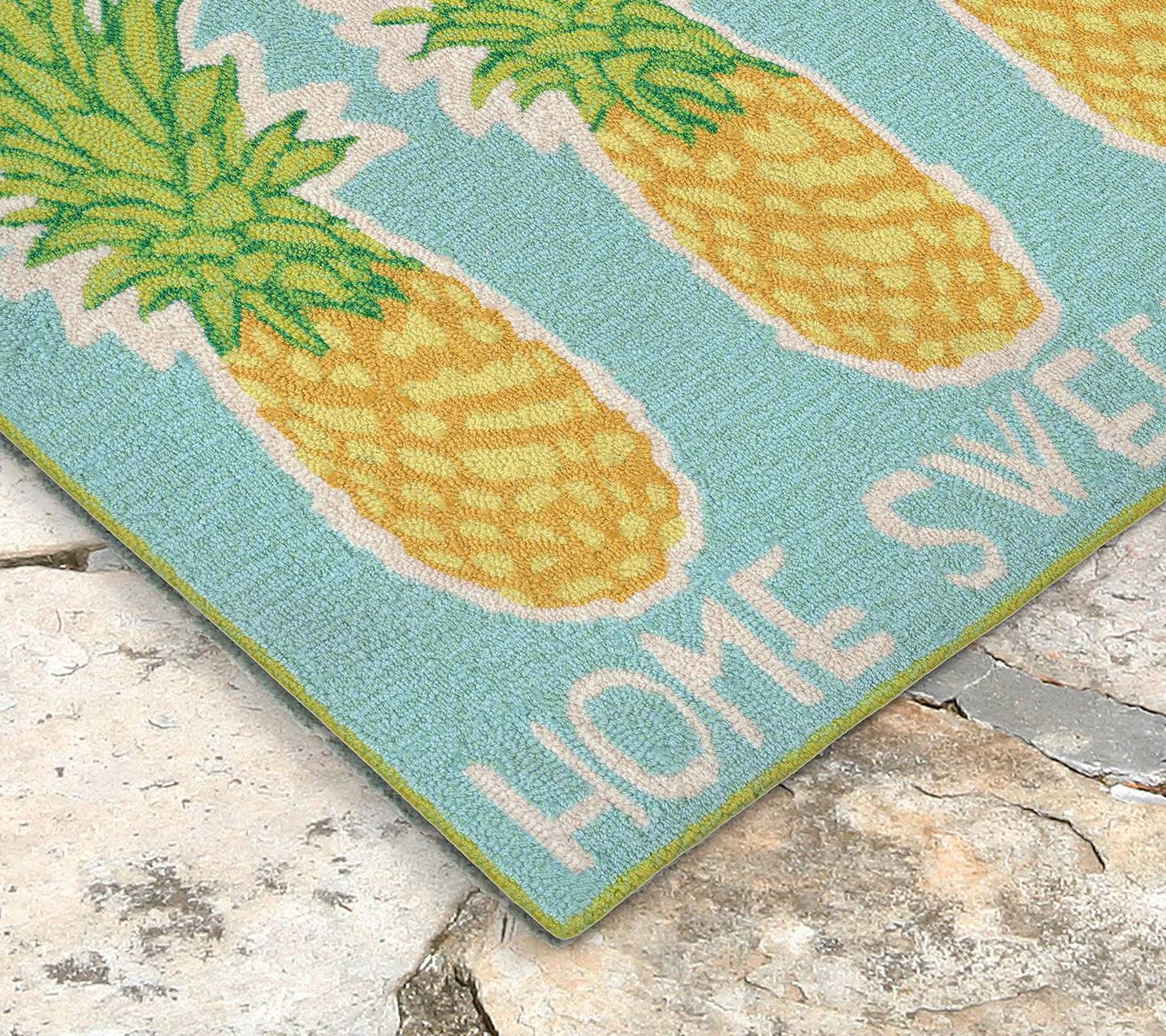 Liora Manne Frontporch Home Sweet Home In/Out Rug Aqua 20"x30 - QVC.com