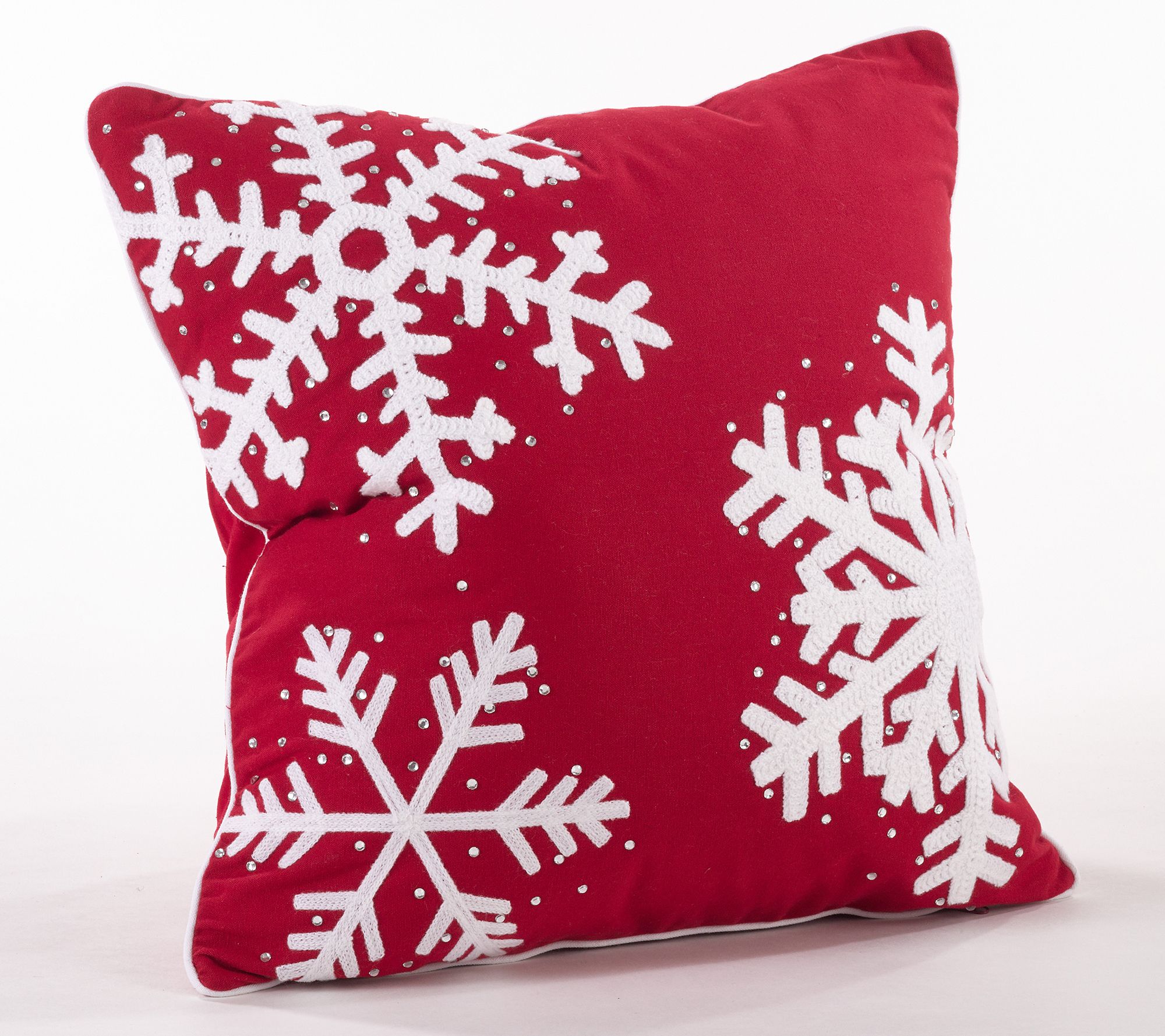 Saro Lifestyle Studded Snowflakes Red Pillow - QVC.com