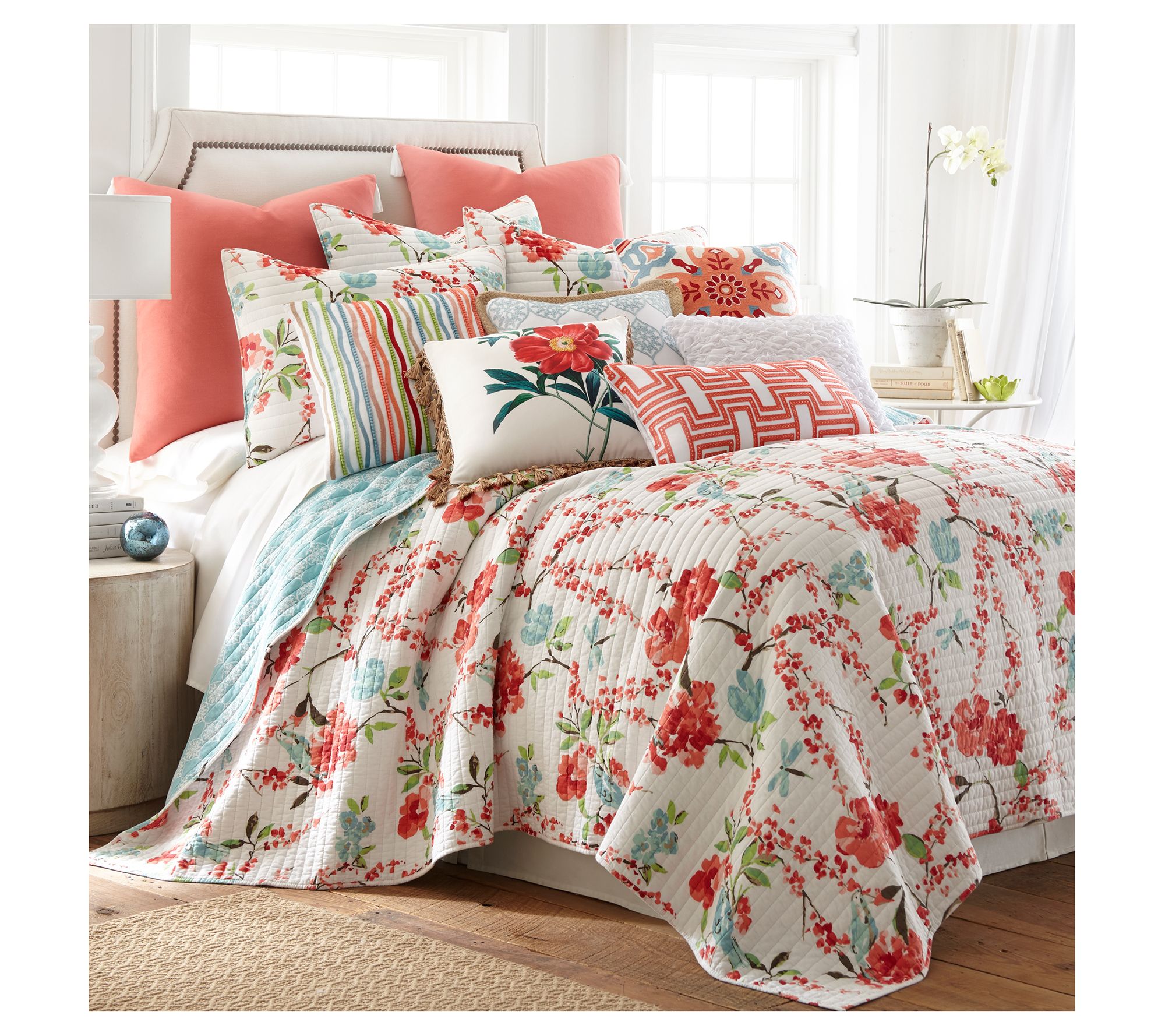 Levtex Home Simone Floral 3-Piece Full/Queen Quilt Set - QVC.com