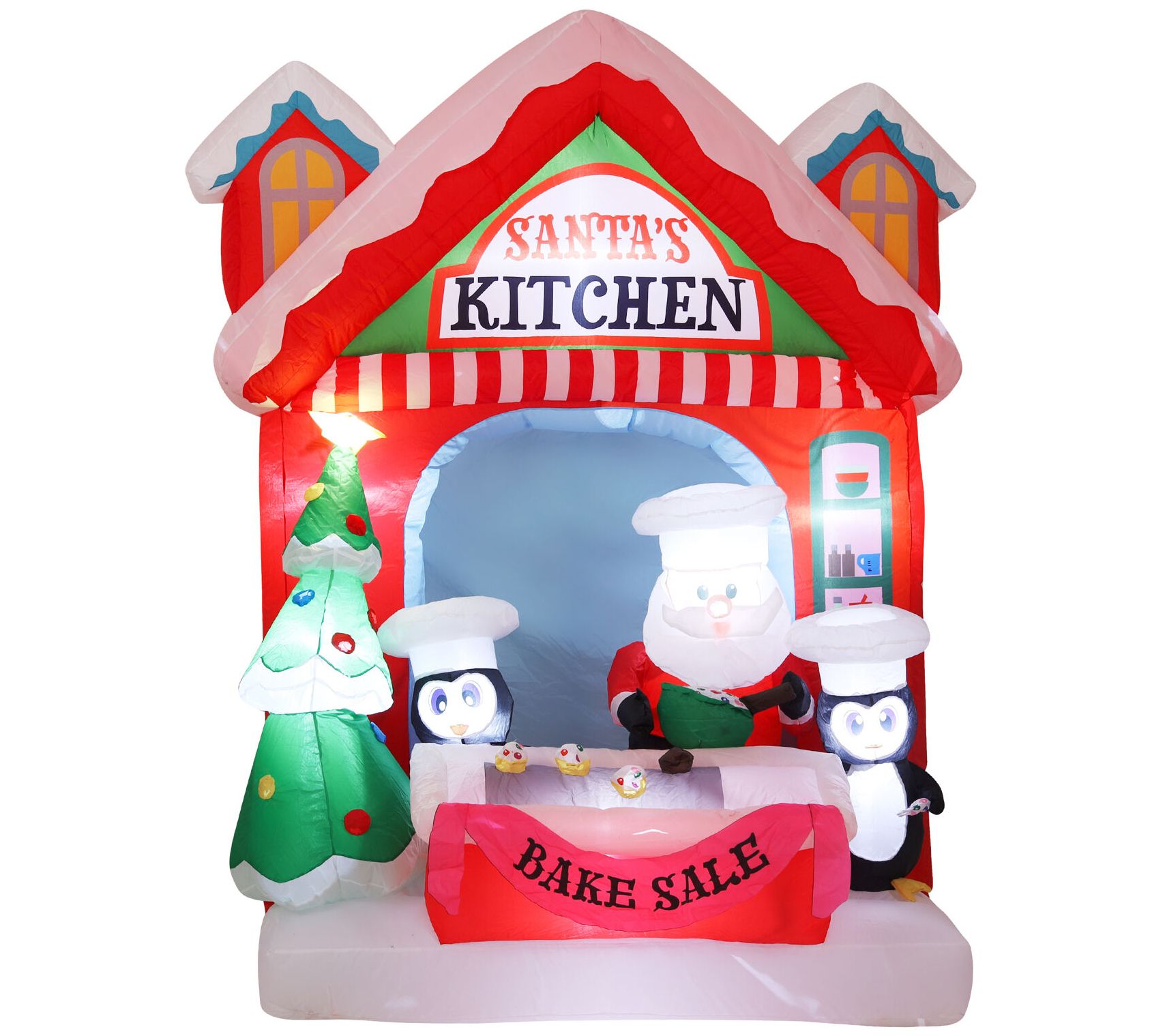 Christmas Time 7-Ft. Pre-Lit Santa's Kitchen In flatable - QVC.com