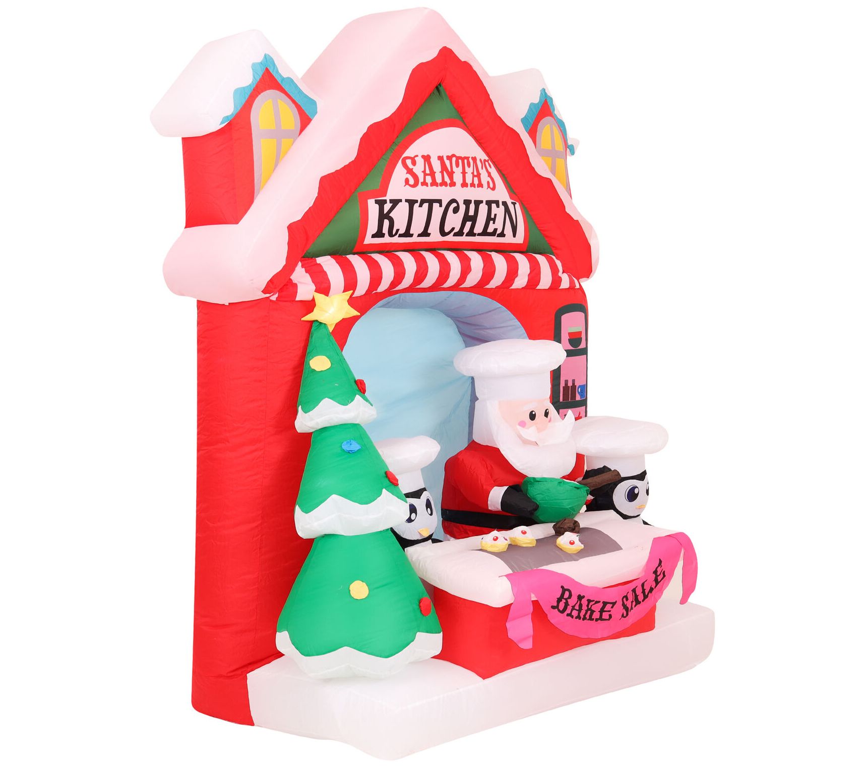 Christmas Time 7-Ft. Pre-Lit Santa's Kitchen In flatable - QVC.com