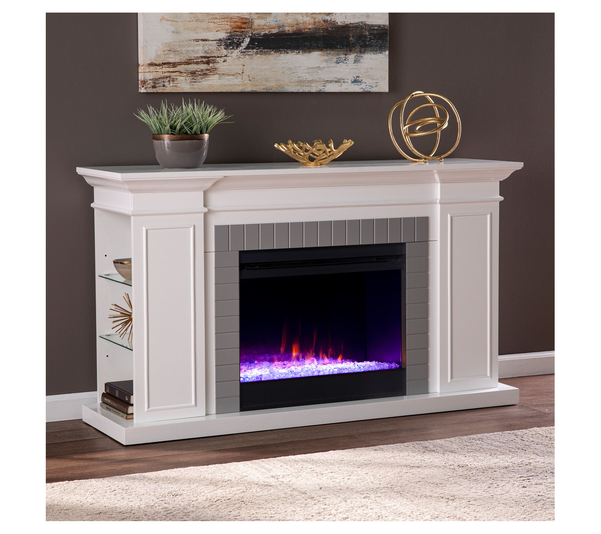 SEI Furniture Rylana Bookcase Color Changing Fi replace - QVC.com