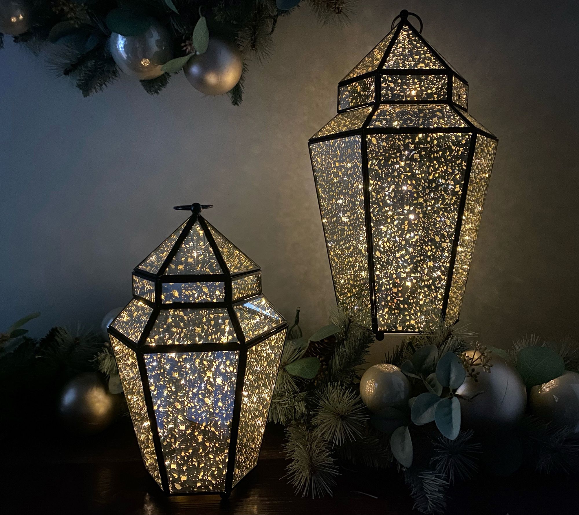"As Is" 18" Oversized Illuminated Mercury Glass Lantern - QVC.com
