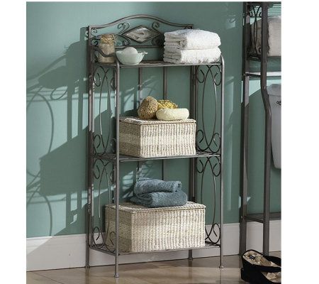 Pewter 3 Tier Bathroom Storage Rack - QVC.com