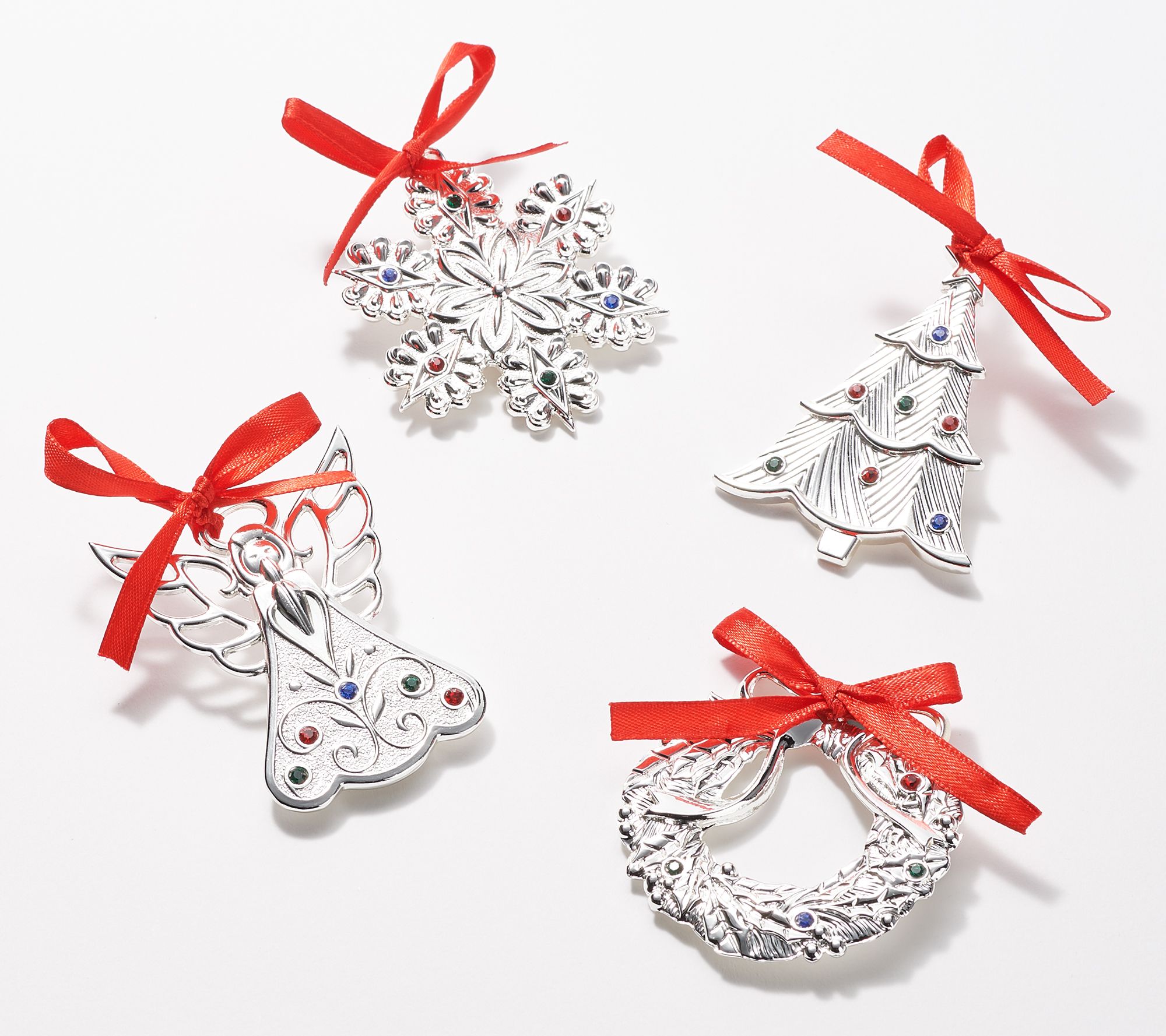 "As Is" Lenox Set of 4 Mini Silver Plated Ornaments - QVC.com