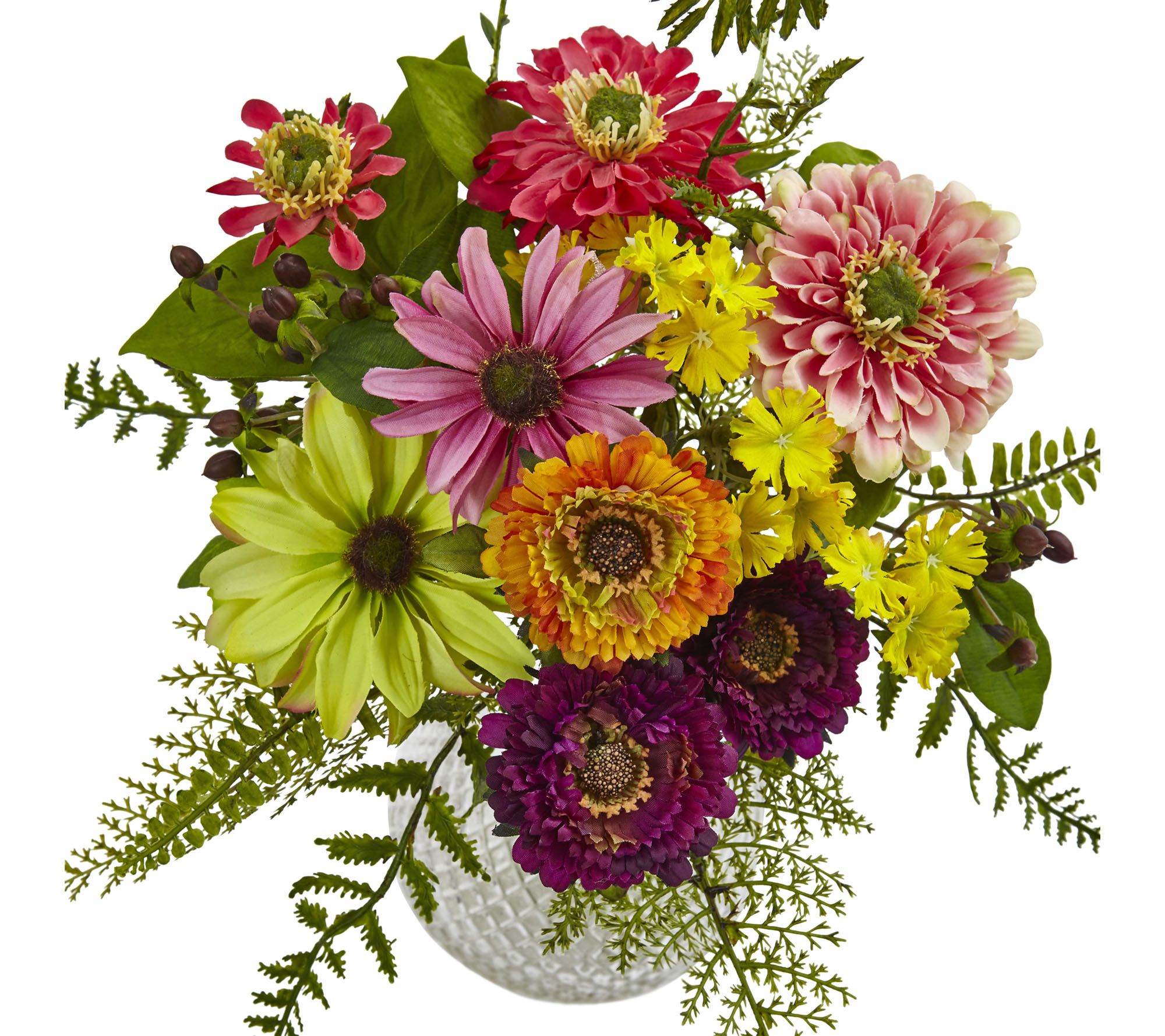 Mixed Flower in Glass Vase by Nearly Natural - QVC.com