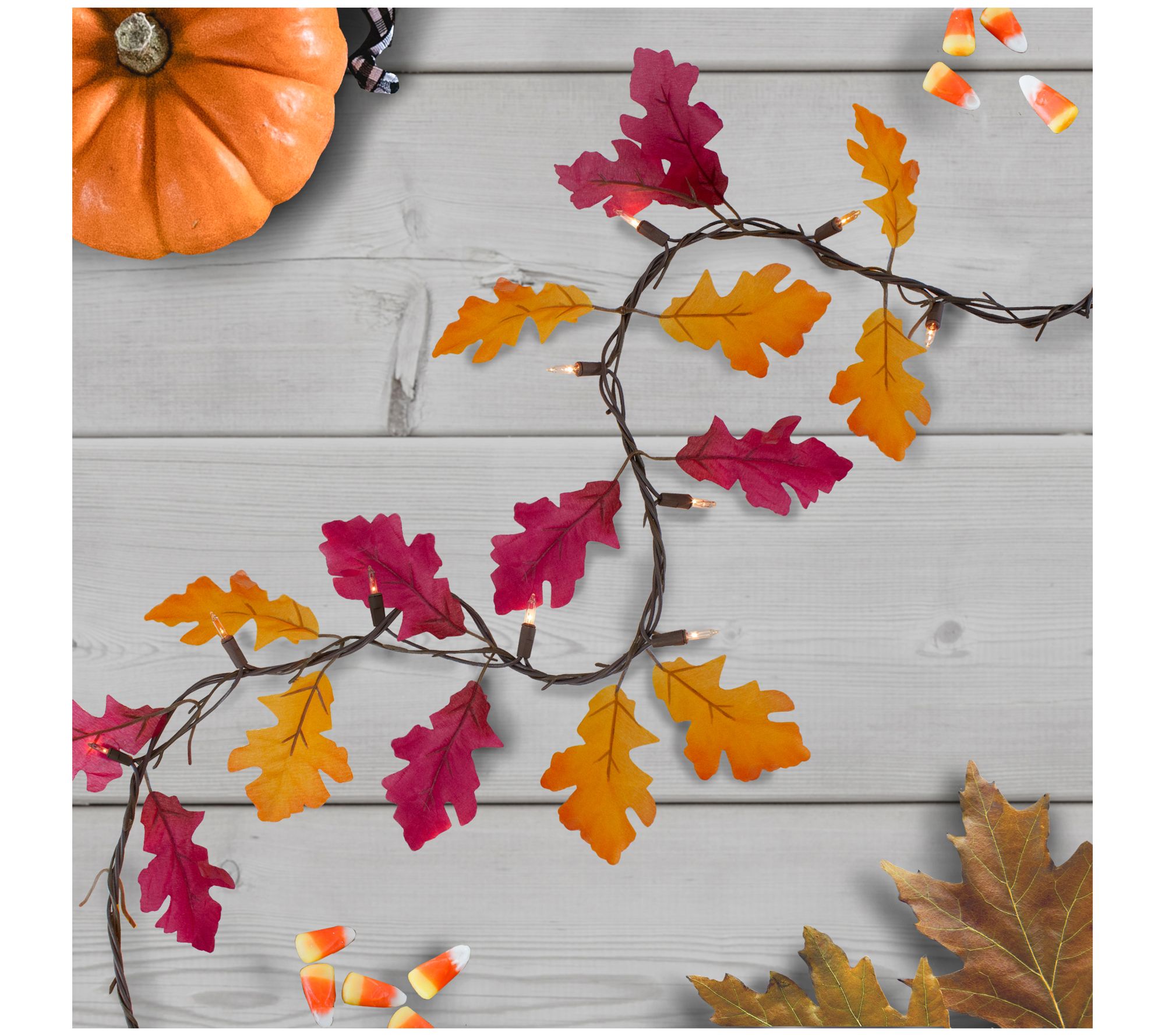 Northlight Autumn Garland with Mini Lights - QVC.com