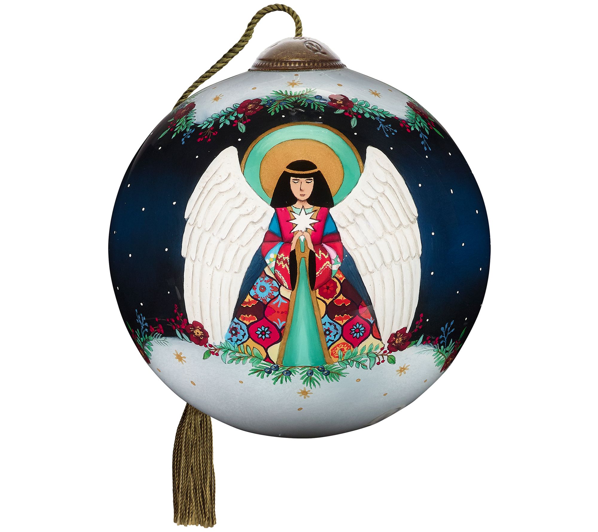 Ne'Qwa 4" Angel In Royal Colored Design Ornamen t - QVC.com