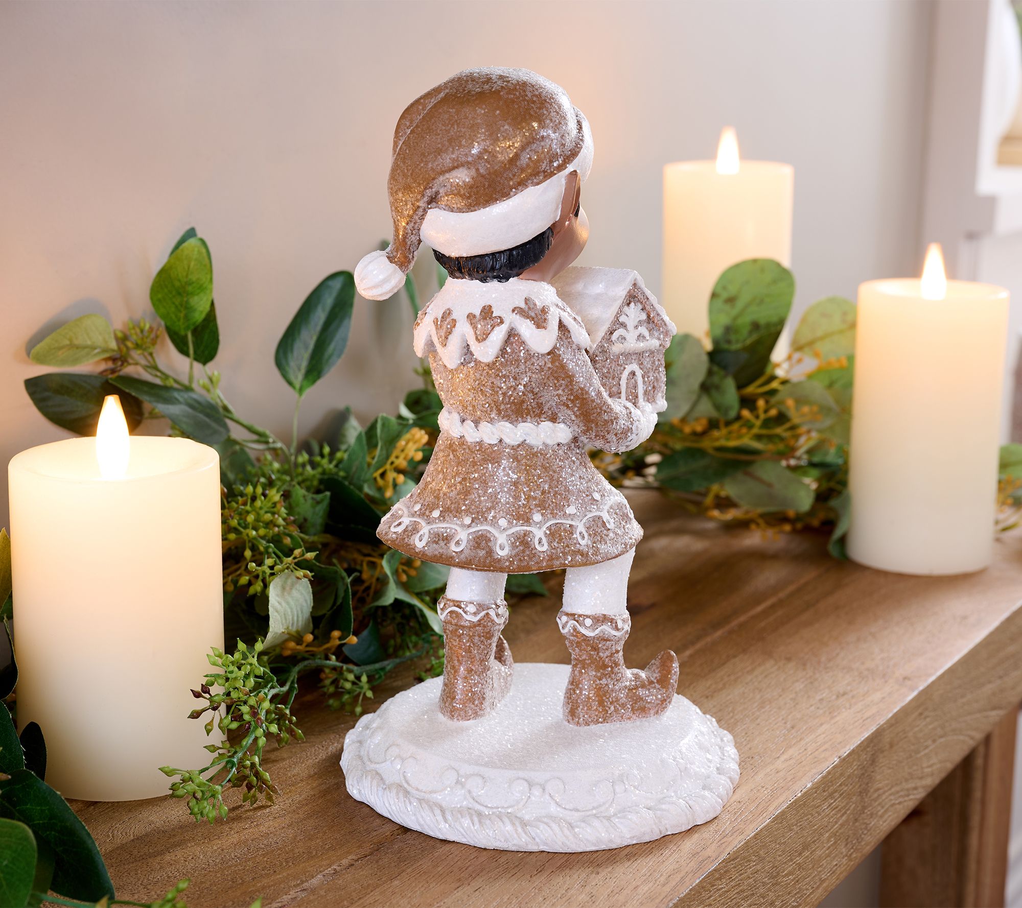10" Gingerbread Lace Elf with House by Valerie - QVC.com