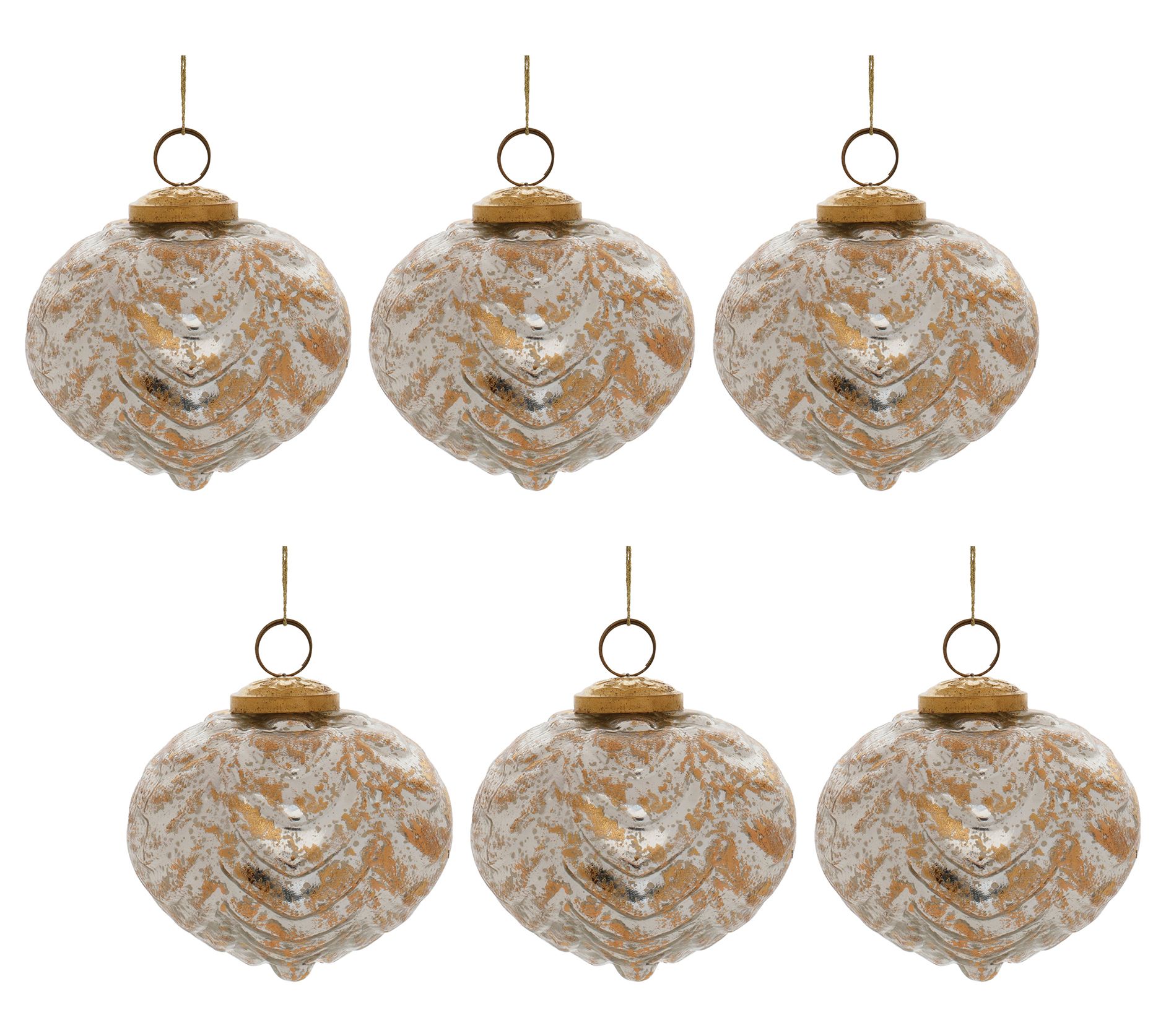 Melrose Distressed Mercury Glass Onion Ornament(Set of 6) - QVC.com