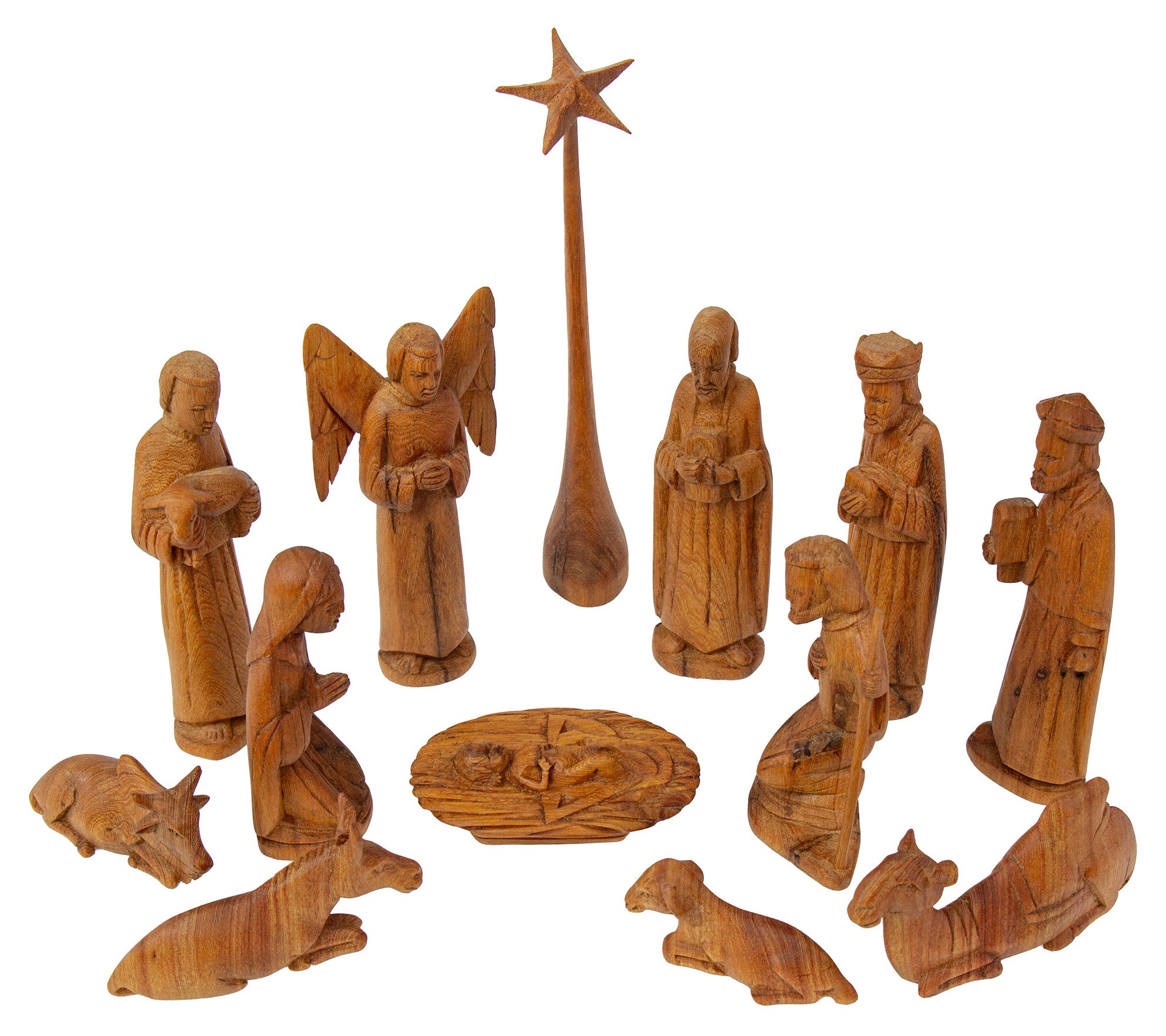Global Crafts 12pc Hand-carved Wood Nativity Set from Kenya - QVC.com