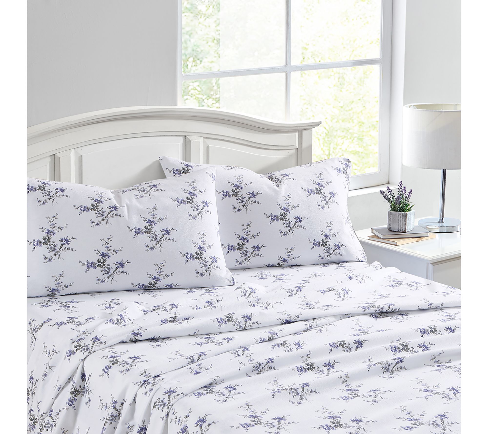 Laura Ashley Jessika Purple Full Flannel SheetSet - QVC.com