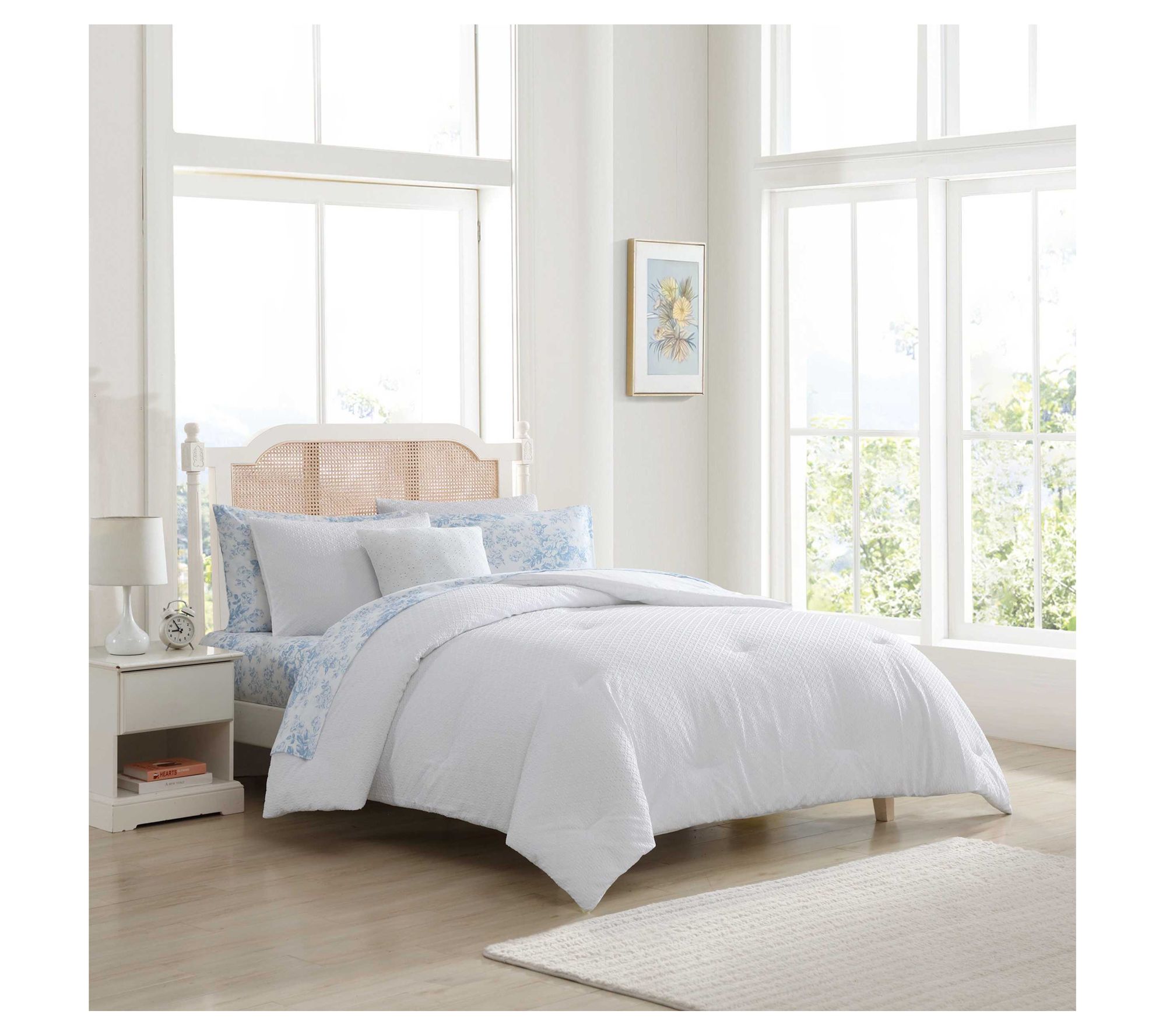 Laura Ashley Margaret White Full Comforter Bed in a Bag Set - QVC.com