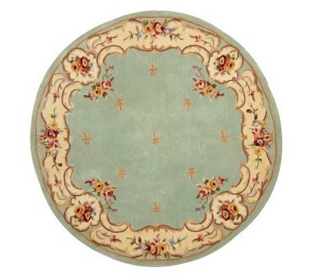Royal Palace Garden Fleur de Lis 6' Round Handmade Wool Rug - QVC.com