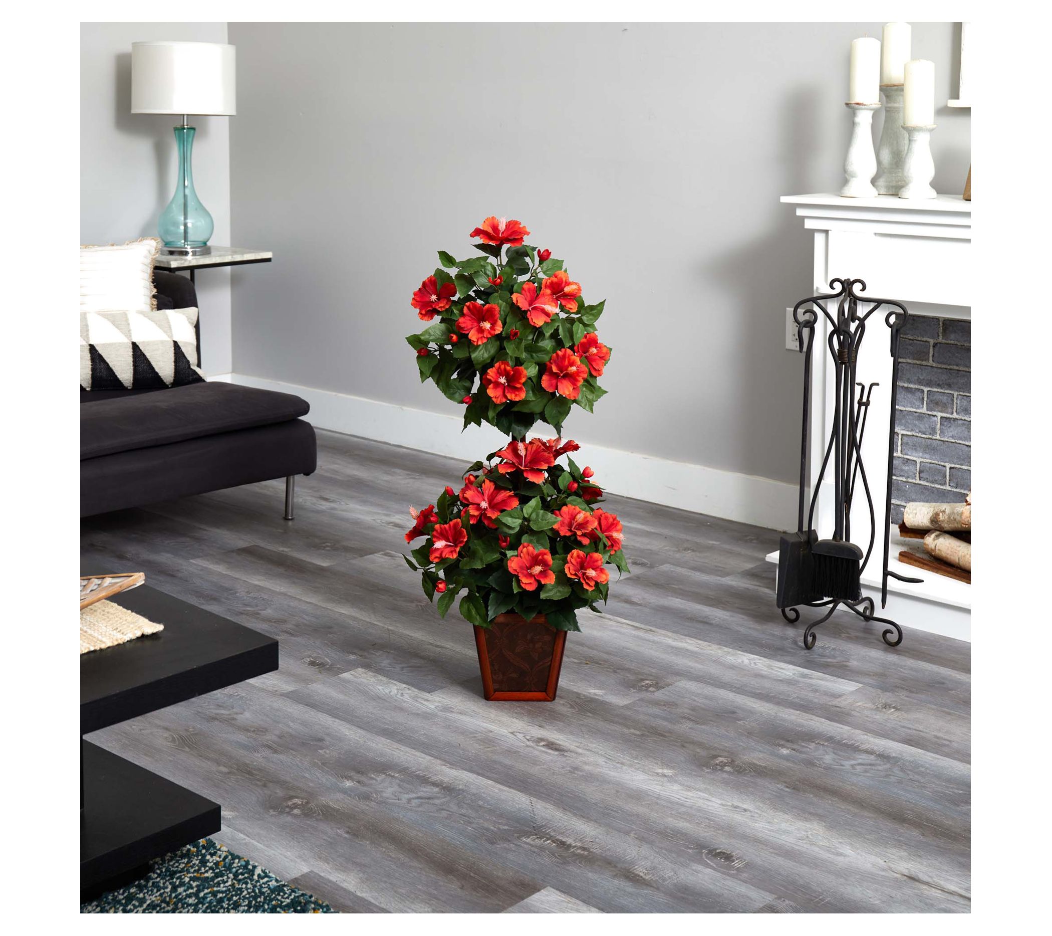39" Hibiscus Topiary by Nearly Natural - QVC.com