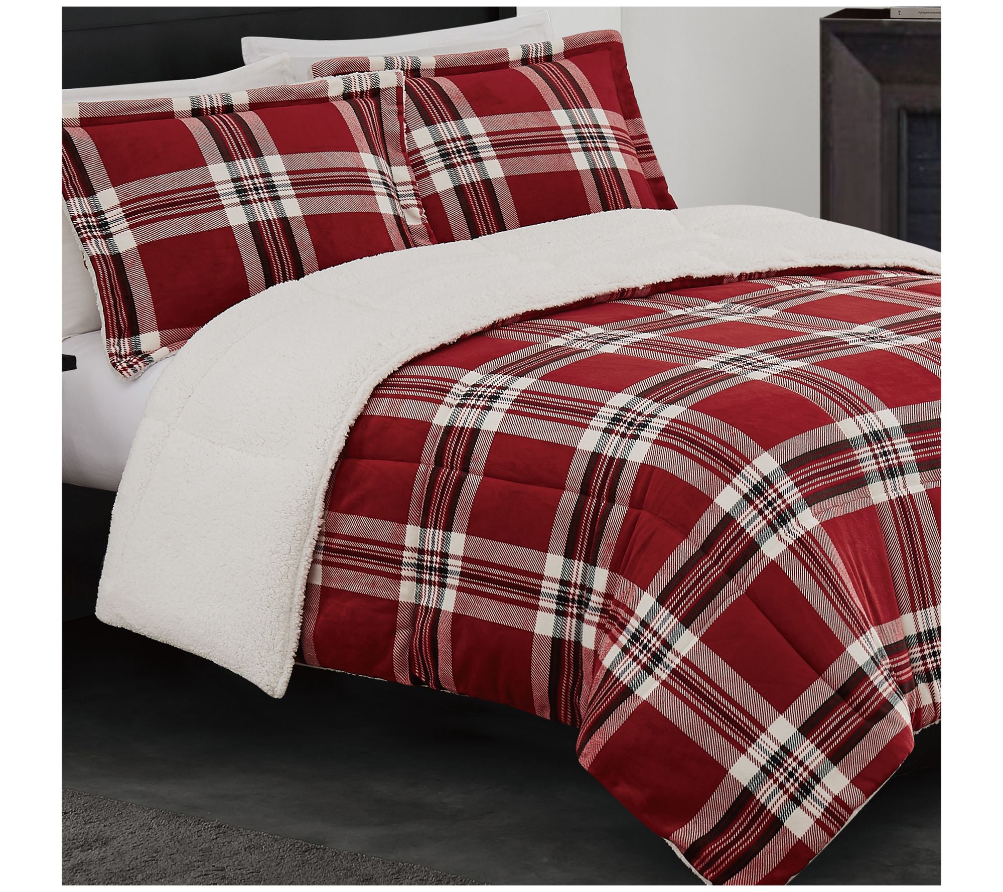 London Fog Plaid King 3-Piece Comforter Set - QVC.com