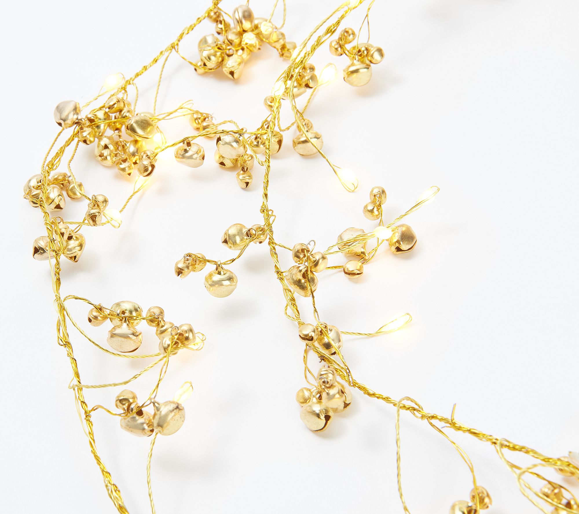 "As Is" Scott Living Gold Jingle Bell Garland w/ LED Fairy Lights - QVC.com