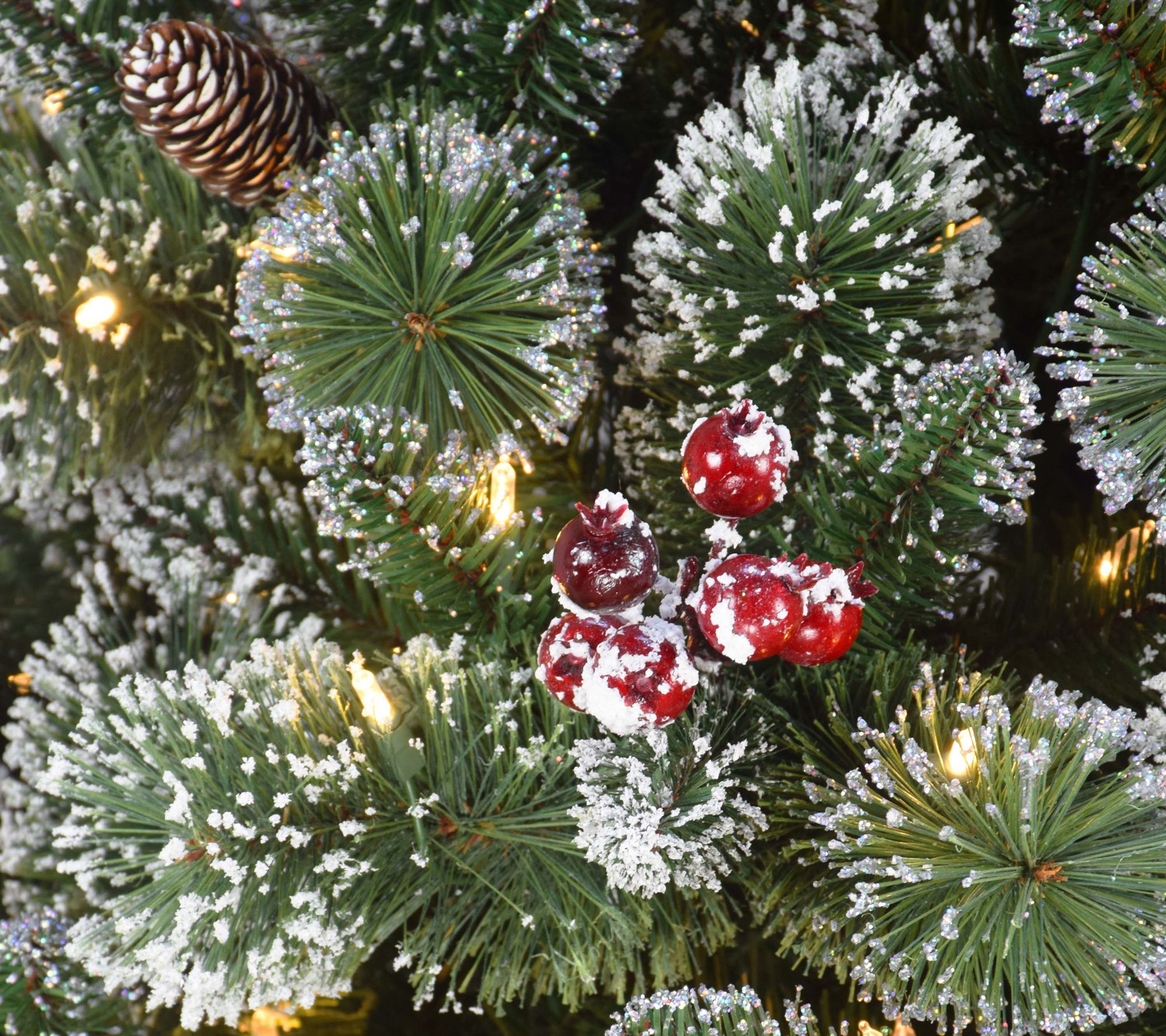 Puleo 6.5' Pre-lit Snowy Valley Pine Tree - QVC.com