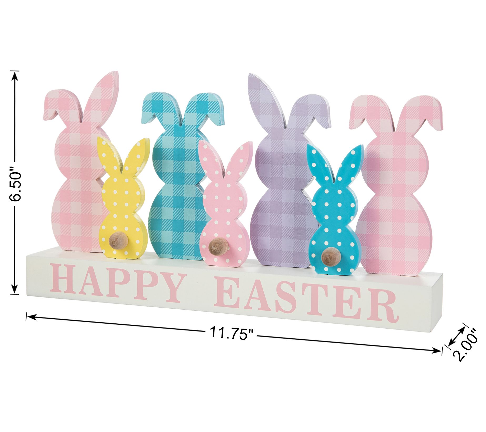 Glitzhome 11.75" Wooden Happy Easter Bunny Family Table Decor - QVC.com