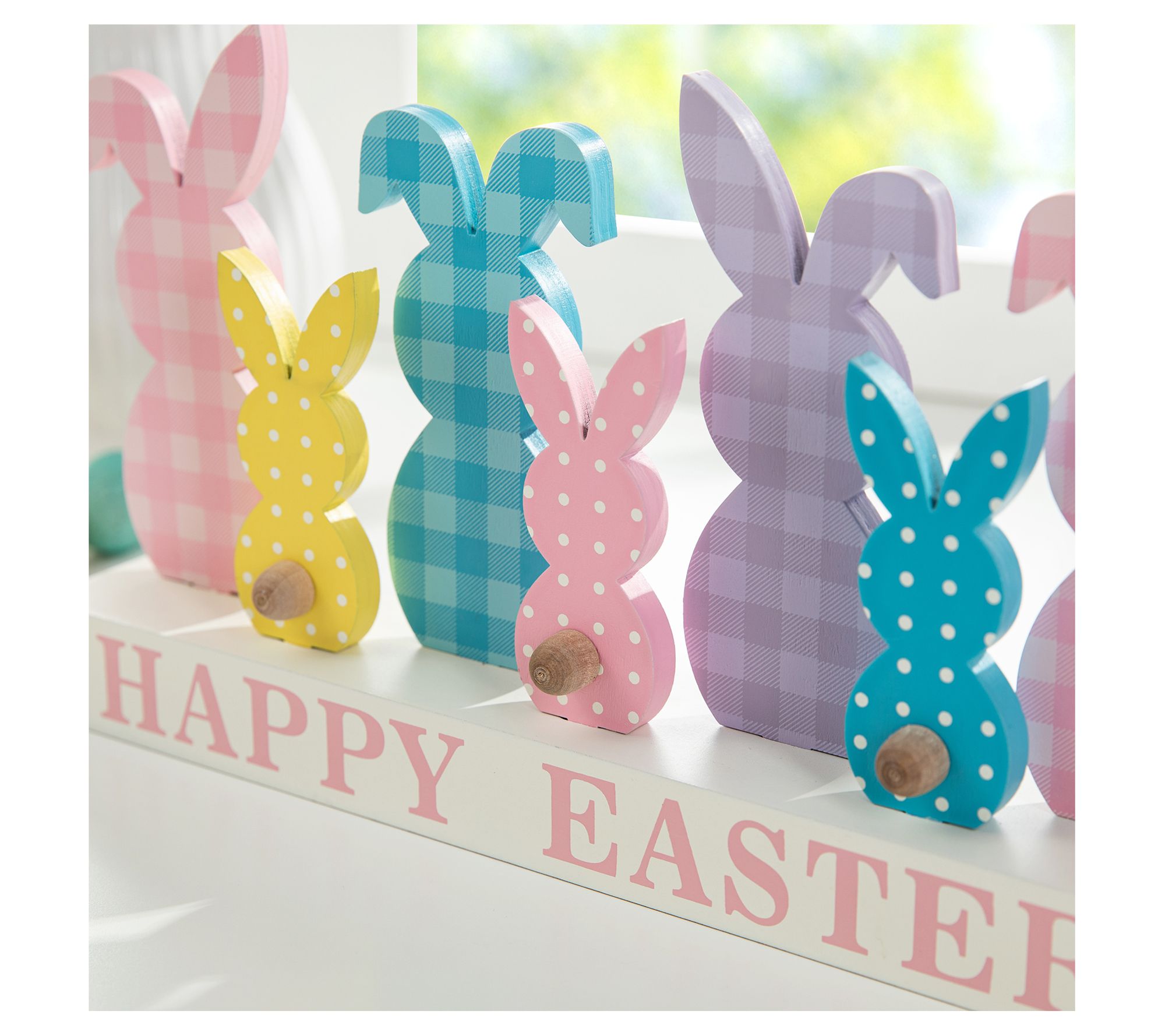 Glitzhome 11.75" Wooden Happy Easter Bunny Family Table Decor - QVC.com