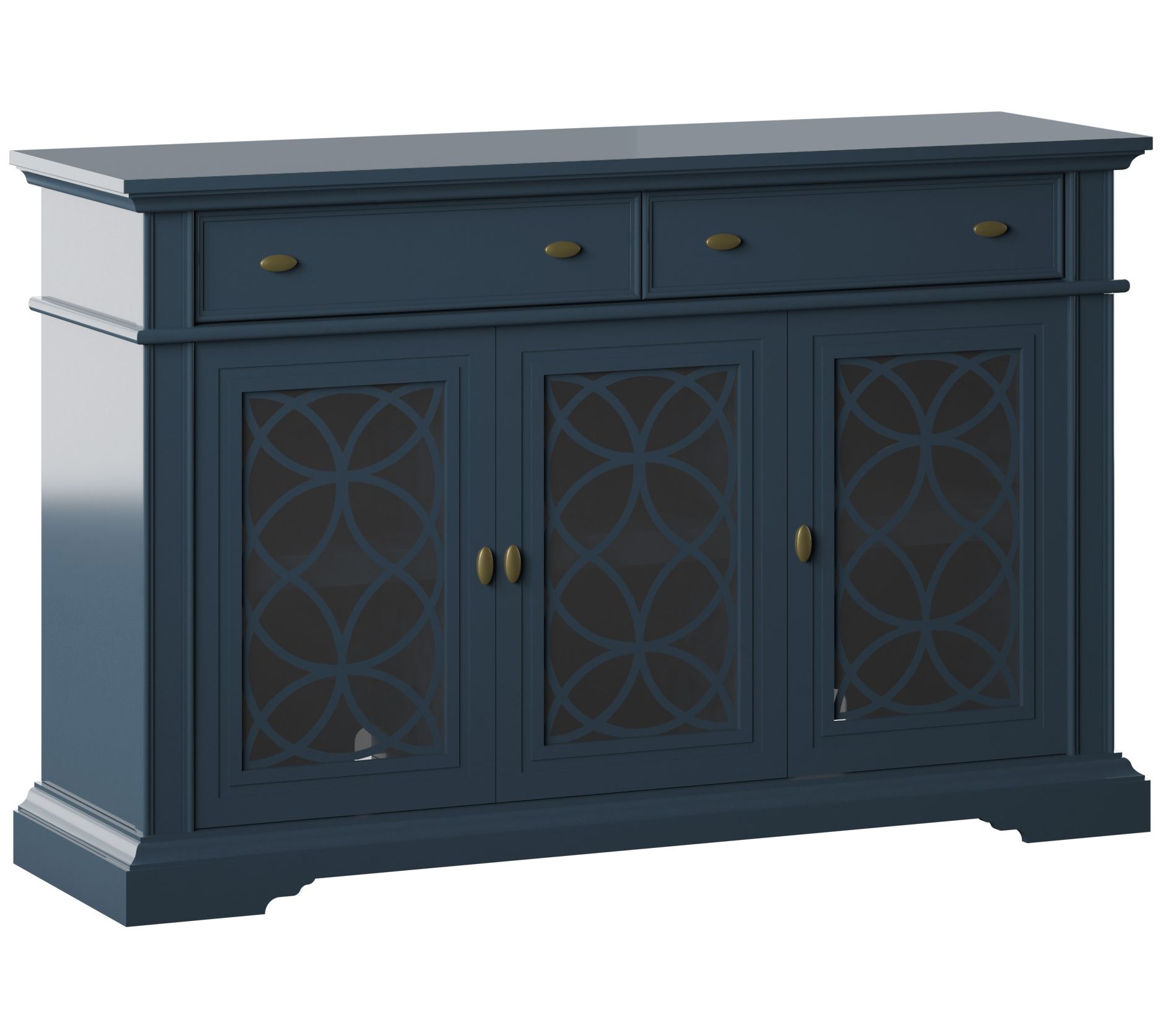 Twin Star Home 52" Sideboard W/ Drawers & Glass-Front Cabinets - QVC.com